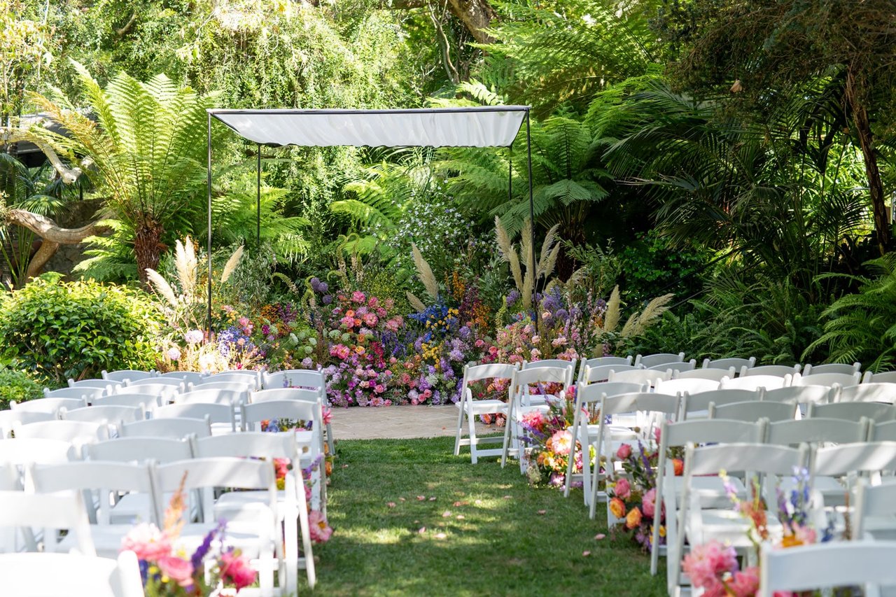 Colorful Garden Wedding Ceremony Flowers