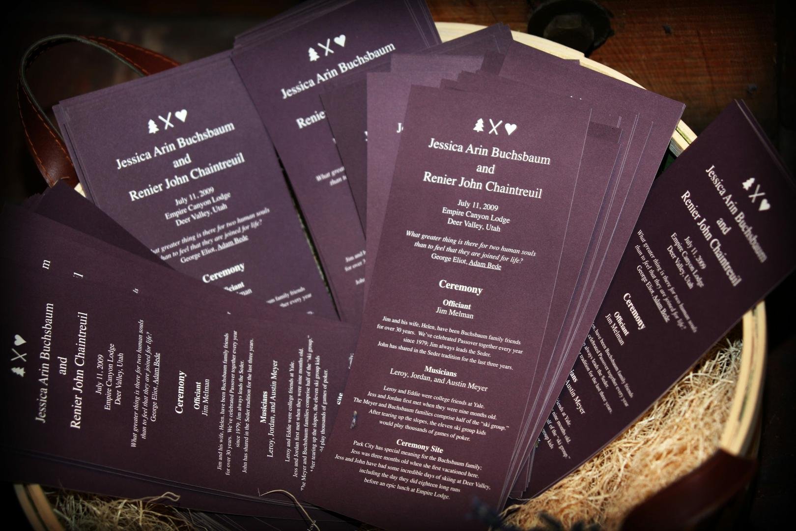 Purple Wedding Programs