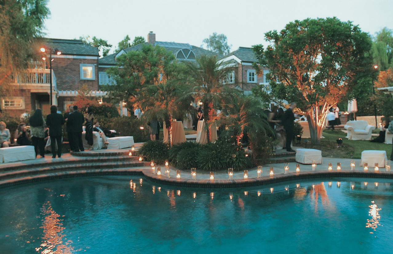 Swimming Pool Surrounded by Lights
