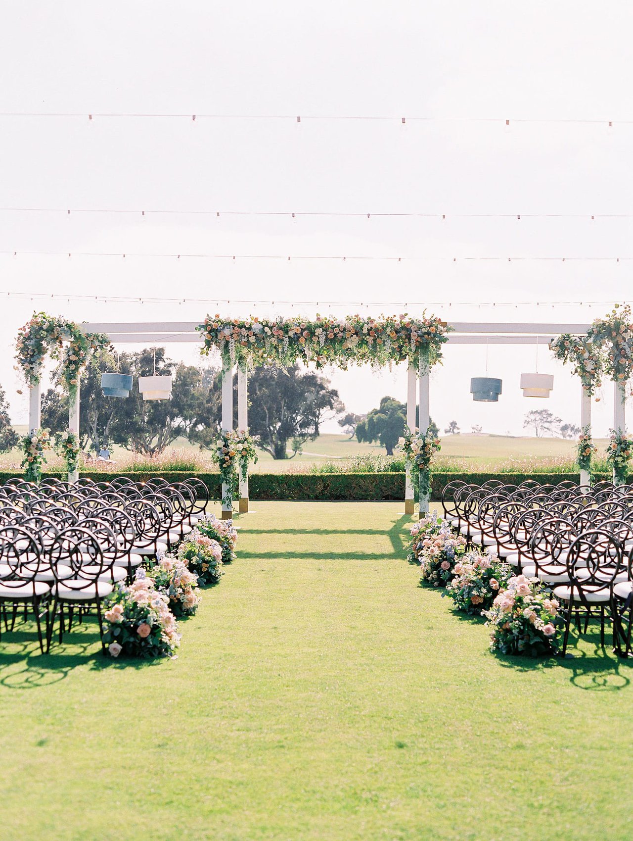 Sunny Outdoor Ceremony with Golf Course View