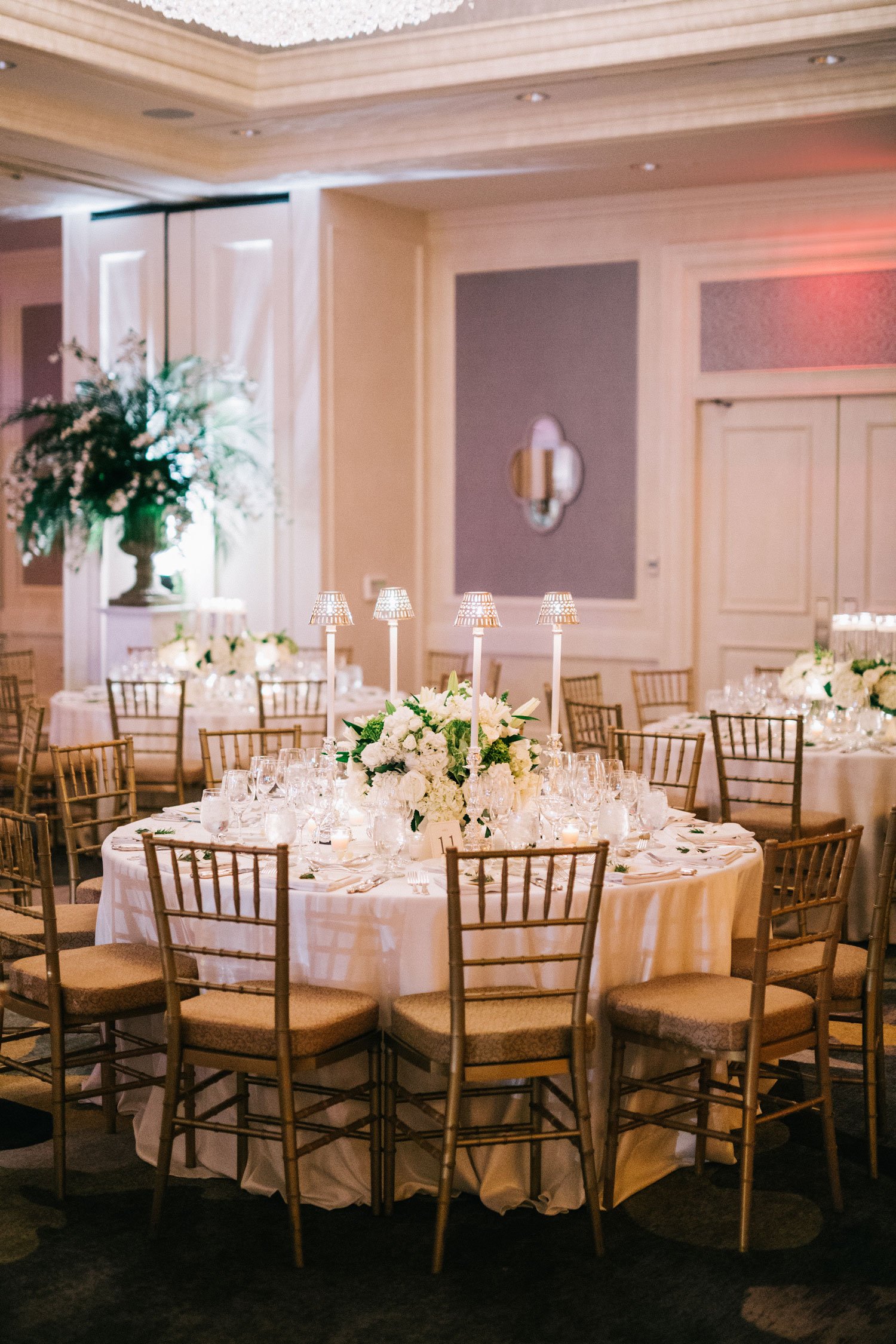 Round Table with Low Centerpiece & Candles