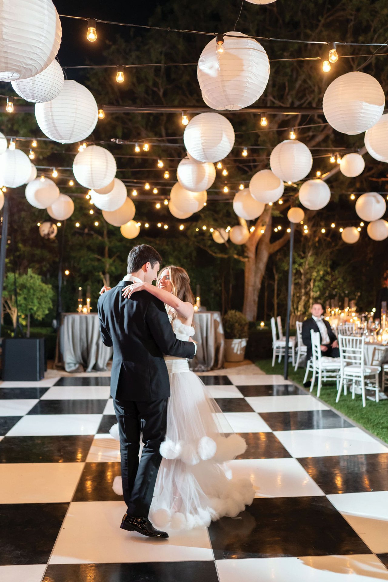 First Dance on Black & White Dance Floor