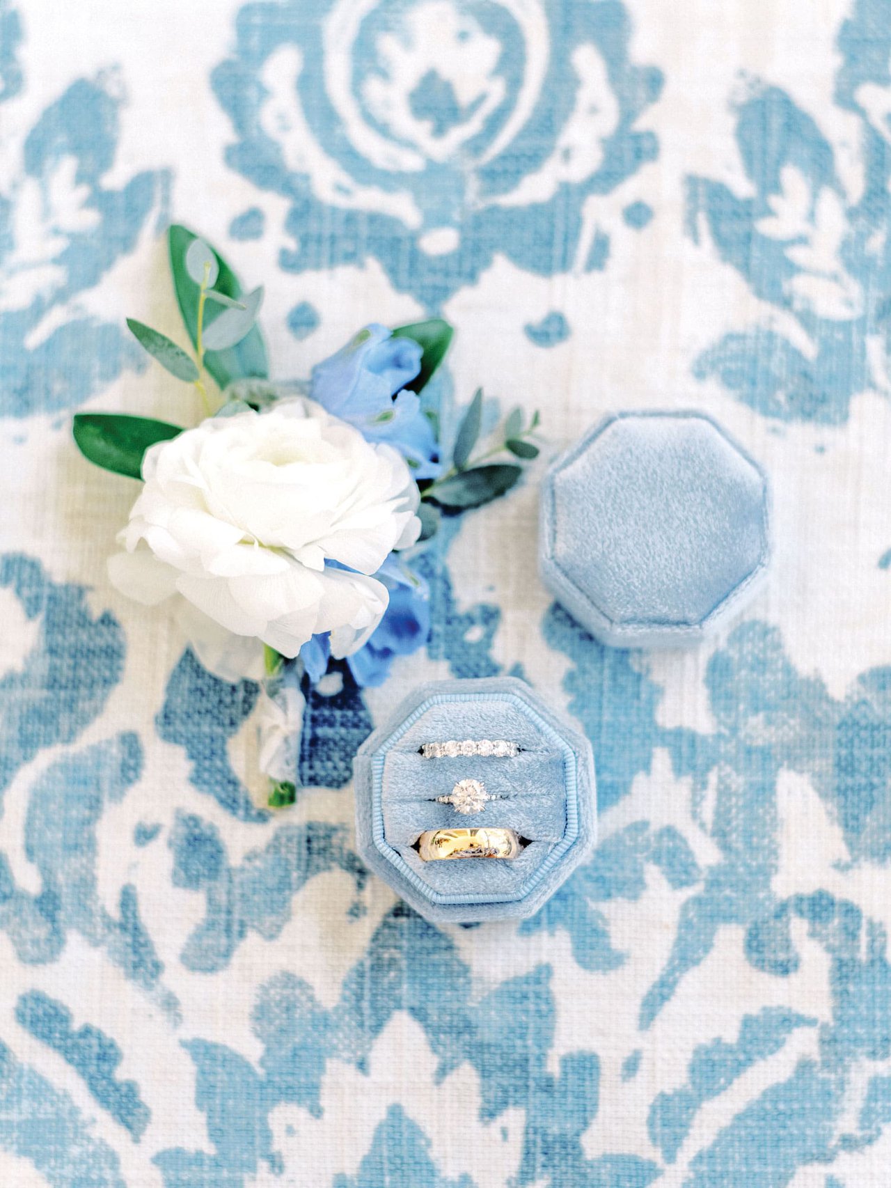 Wedding Rings in Light Blue Ring Box
