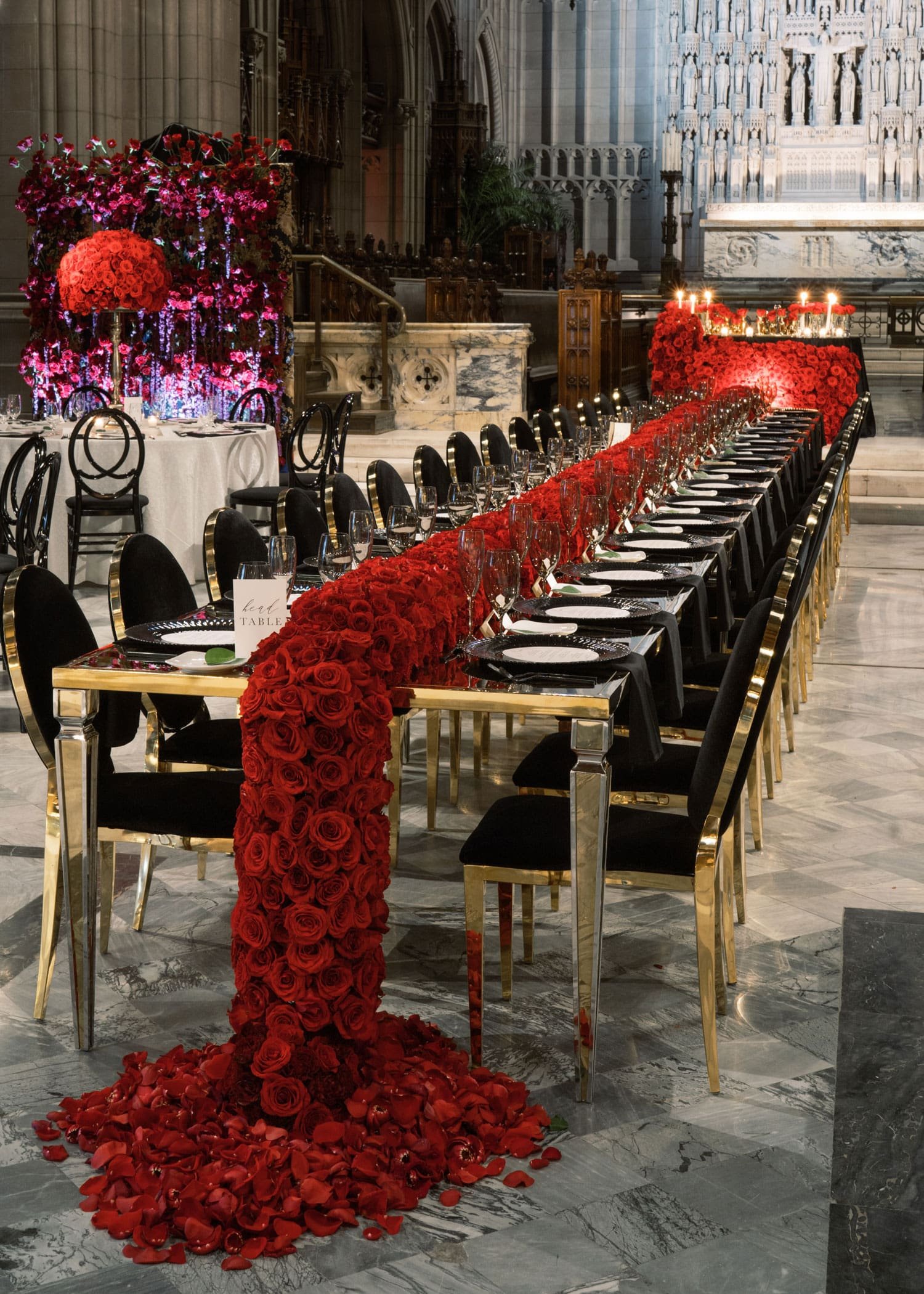 Cascading Red Rose Table Runner