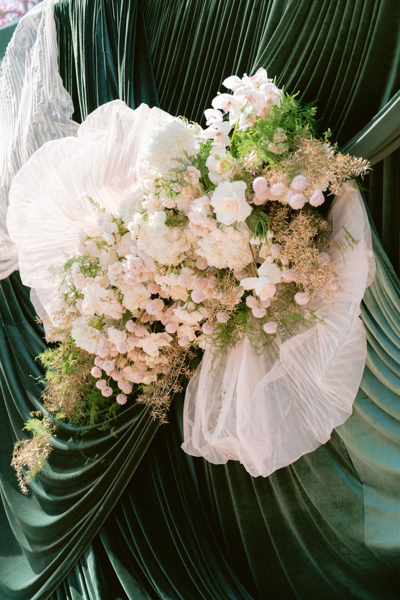 Emerald Green Draped Ceremony Backdrop