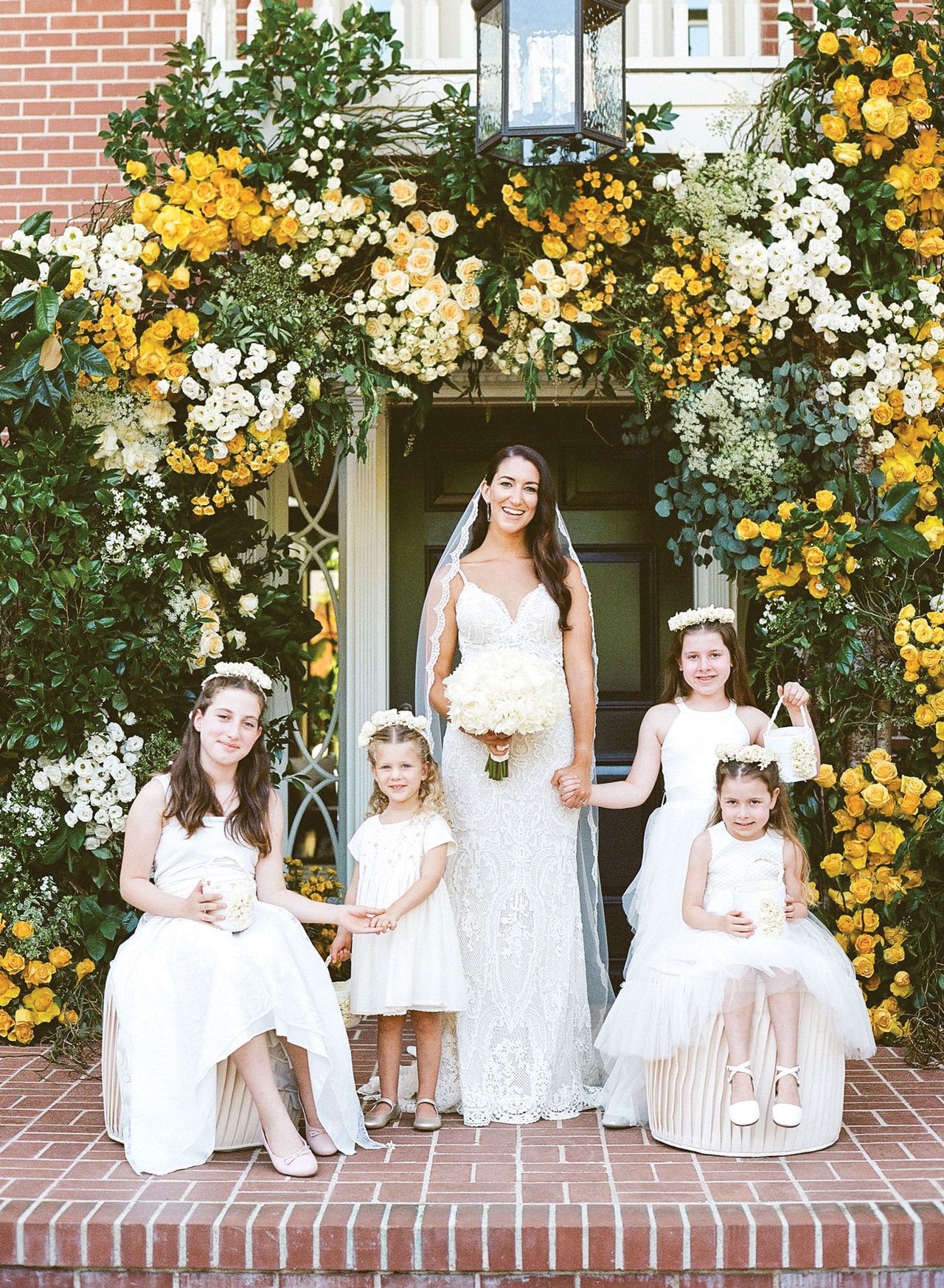 Bride with Four Flower Girls