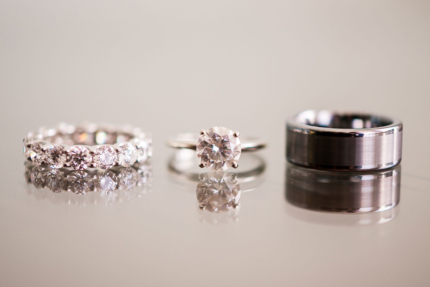 Solitaire Engagement Ring & Diamond Band