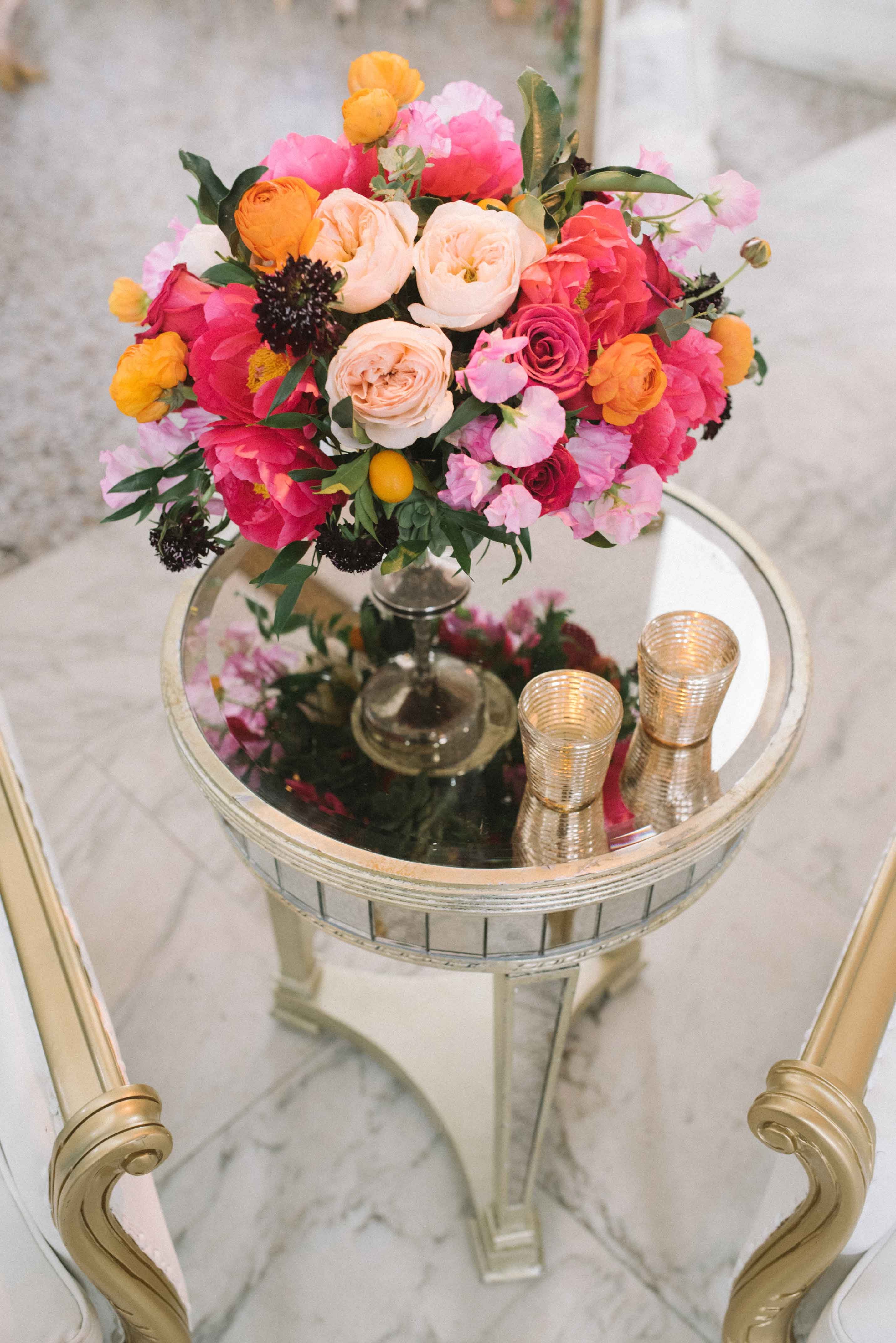 Small and Bold Side Table Arrangement