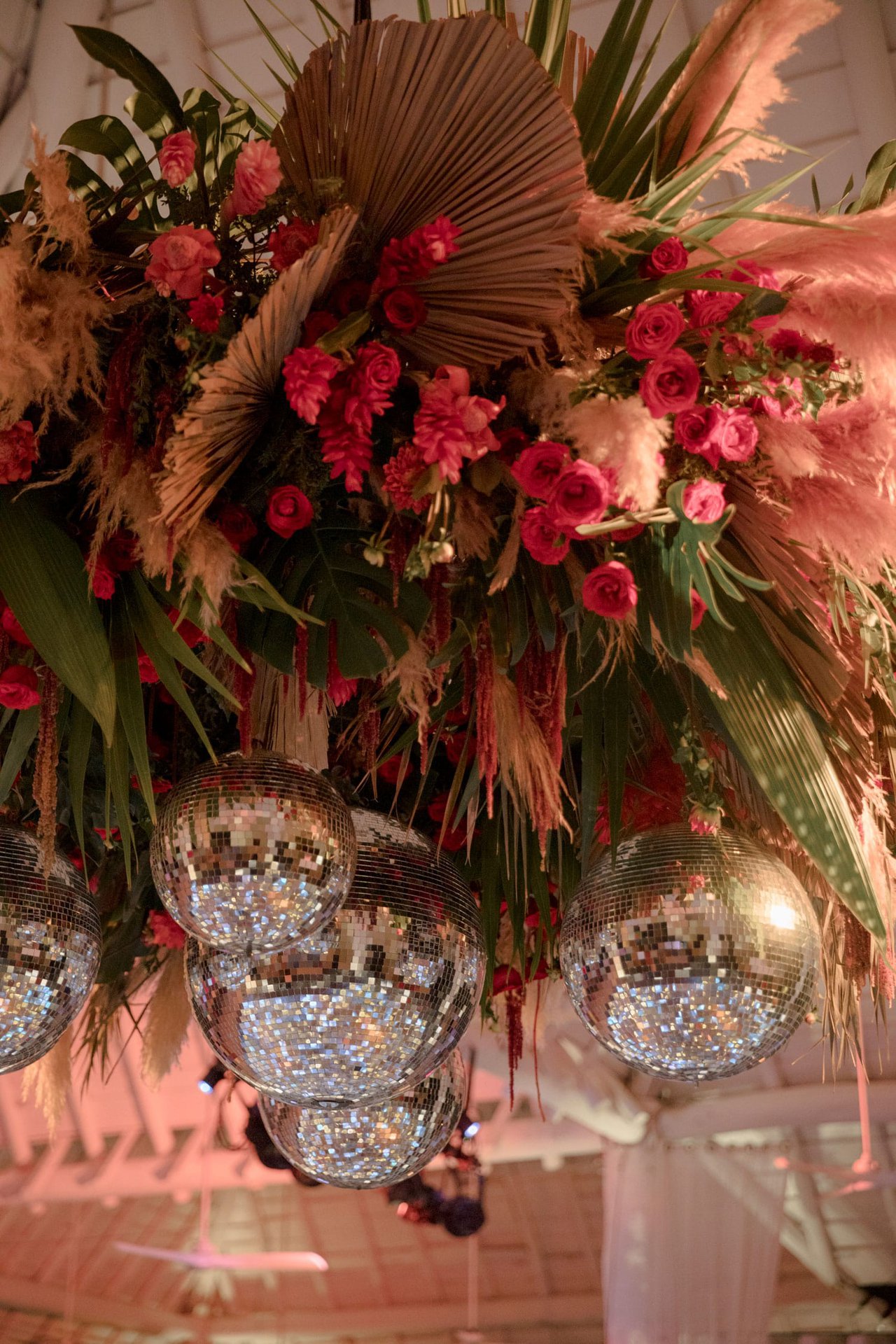 Tropical Disco Ball Ceiling Installation