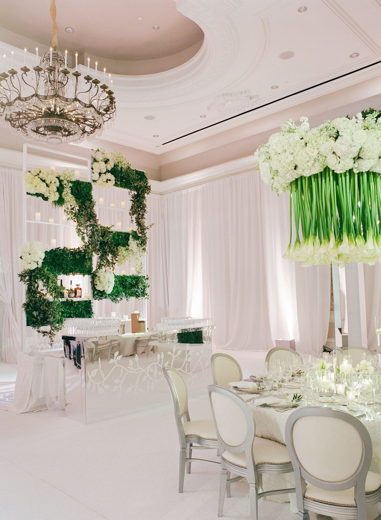 Greenery by Wedding Reception Bar