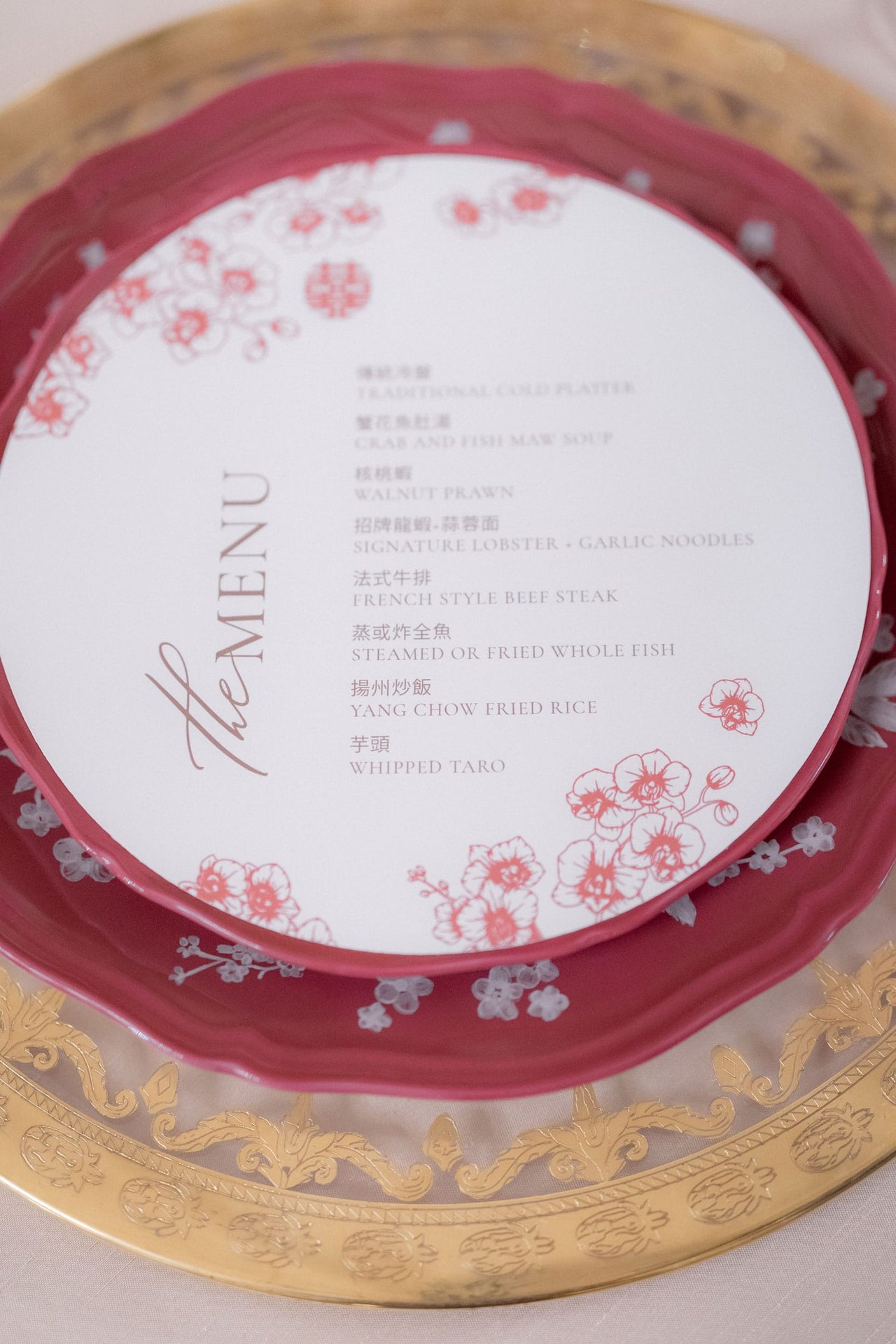 Circular Chinese Wedding Menu with Symbols