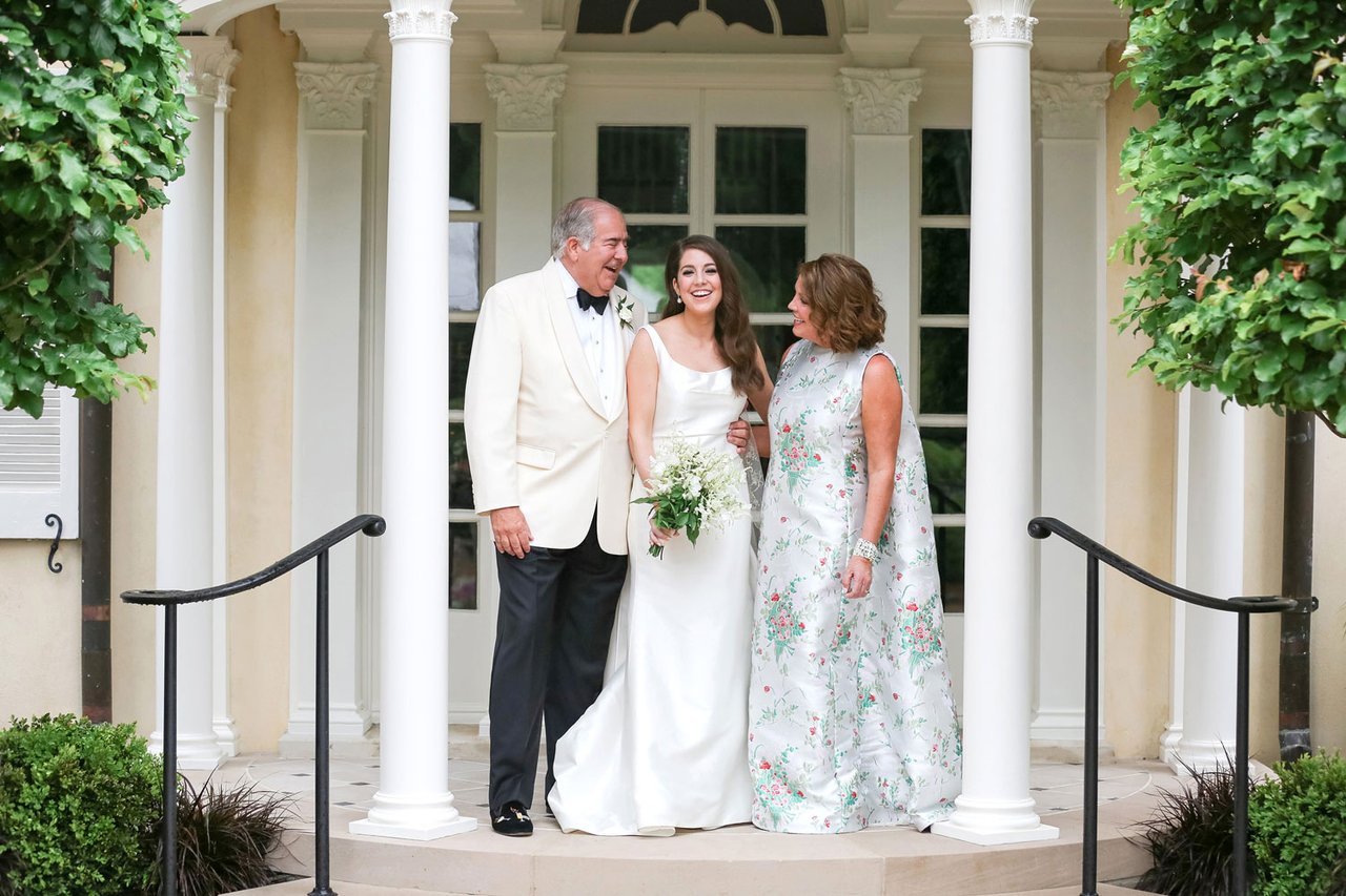 Bride with Parents at Their Home