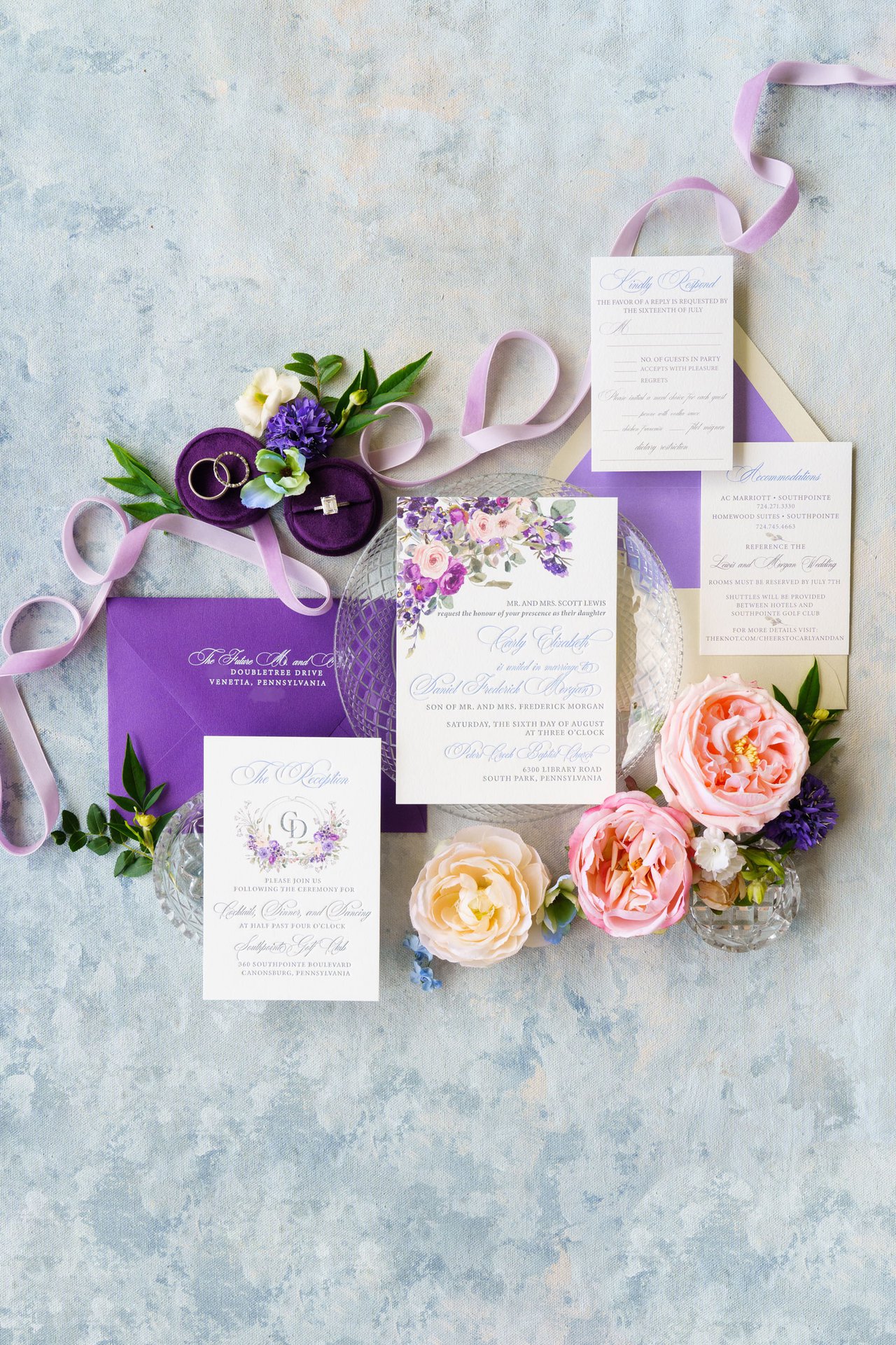 Purple Flower Invitation - RBW Stationery