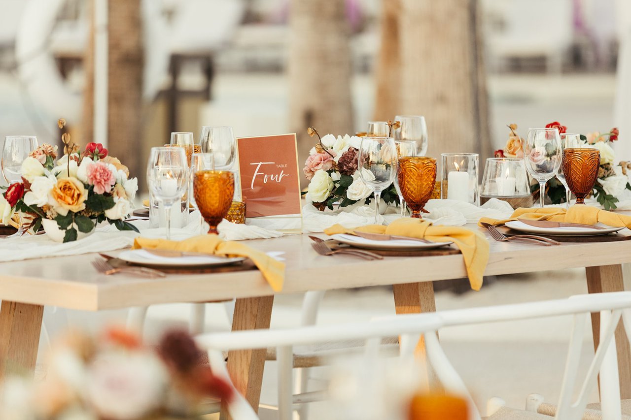 Sunset-Toned Wedding Tablescape