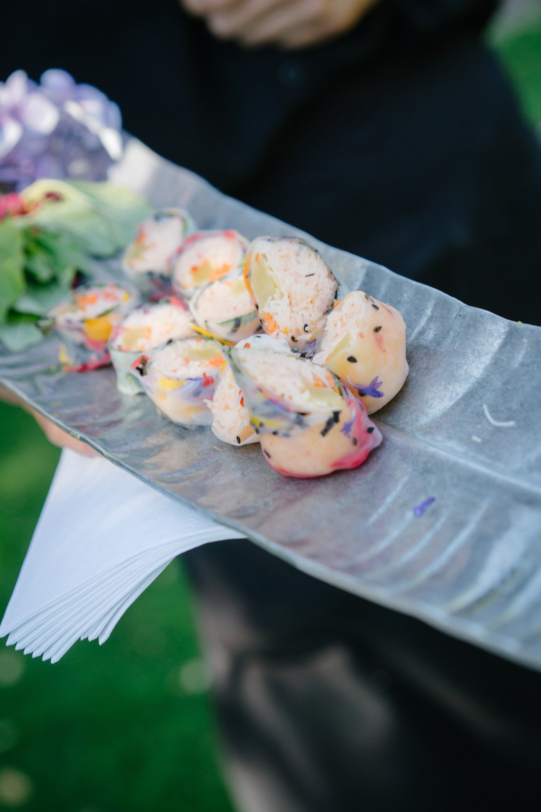 Spring Rolls Served on the Tray