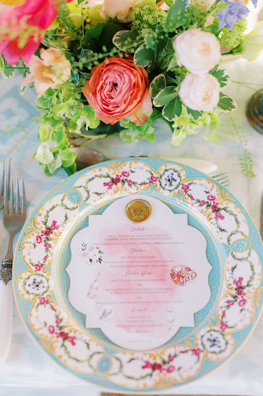 Colorful Place Setting with Cute Menu