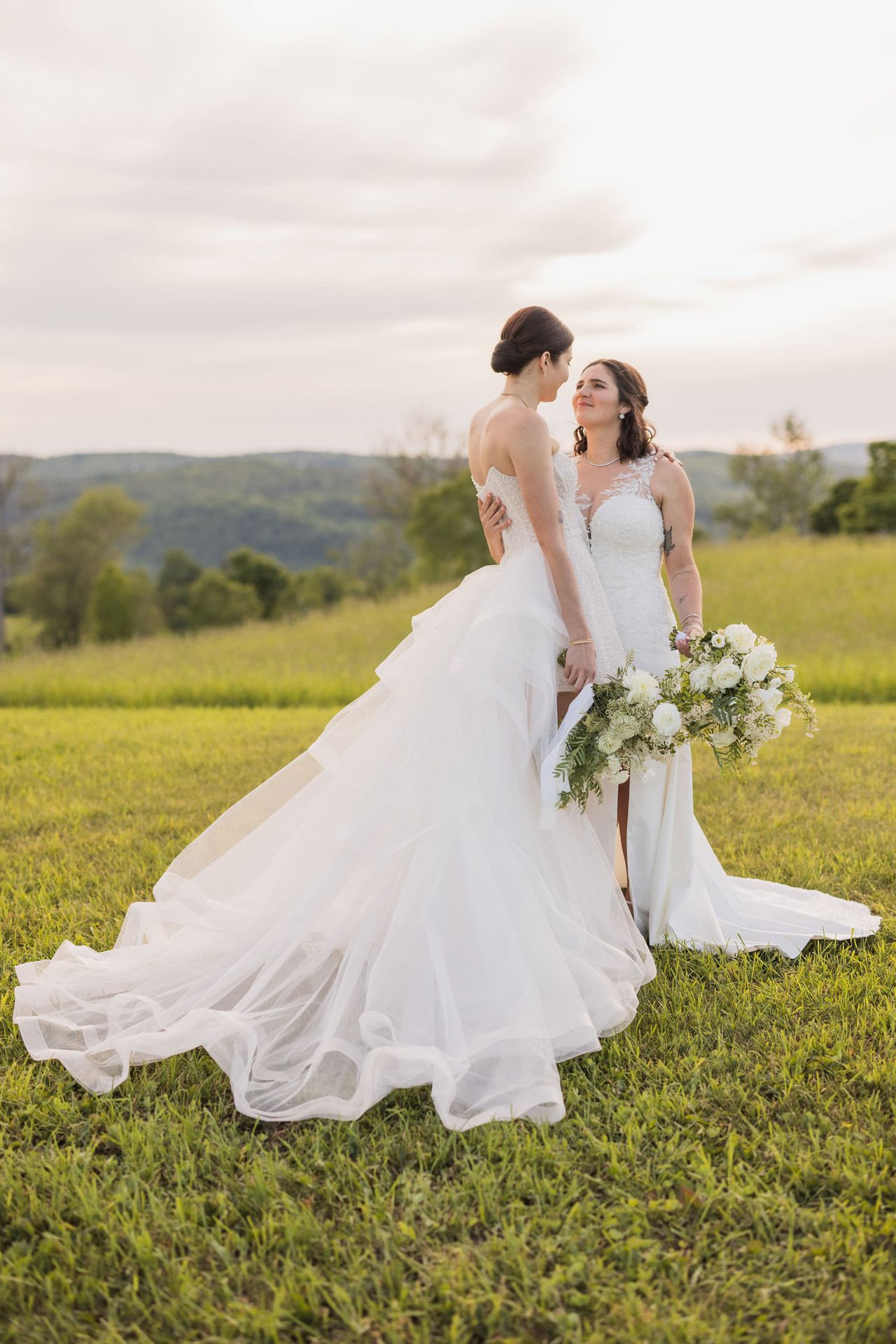 Portrait of Two Brides at Vermont Wedding