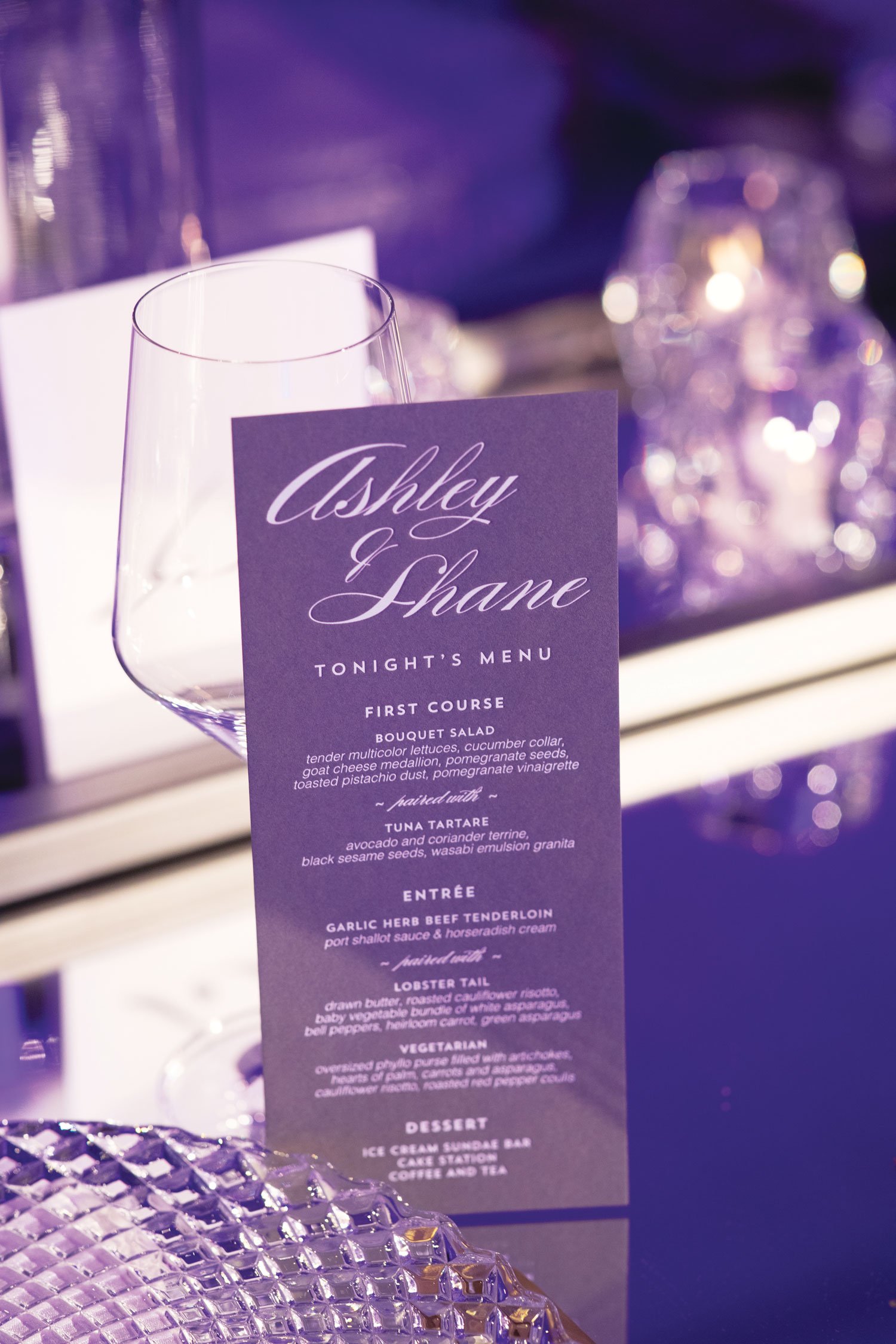 Purple + White Menu Card
