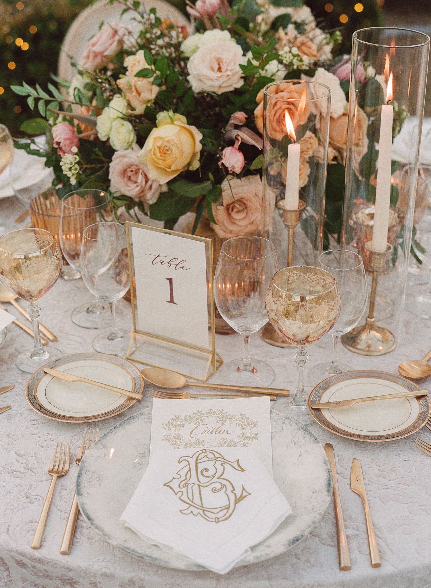 Monogram Napkin at Guest Place Setting