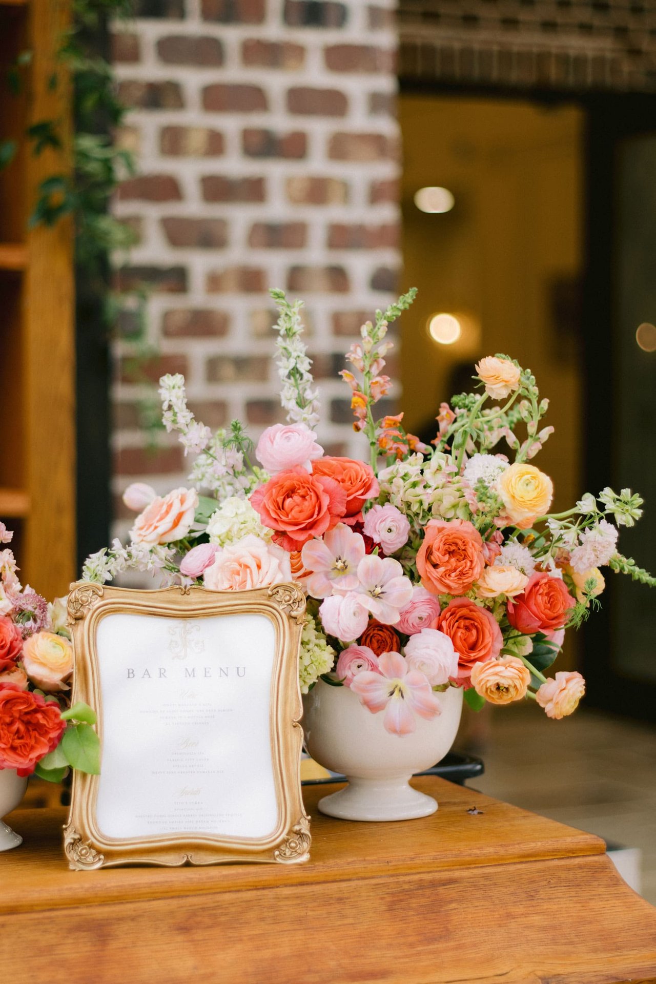 Vintage-Style Wedding Bar Menu in Gold Frame