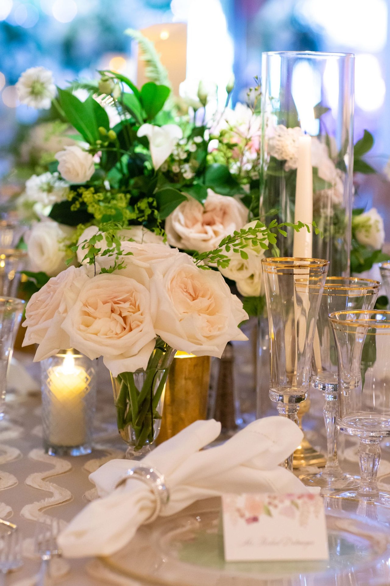 White Rose & Greenery Small Centerpiece