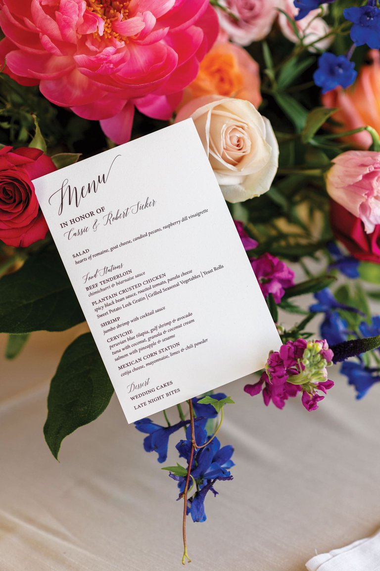Wedding Menu with Five Food Stations