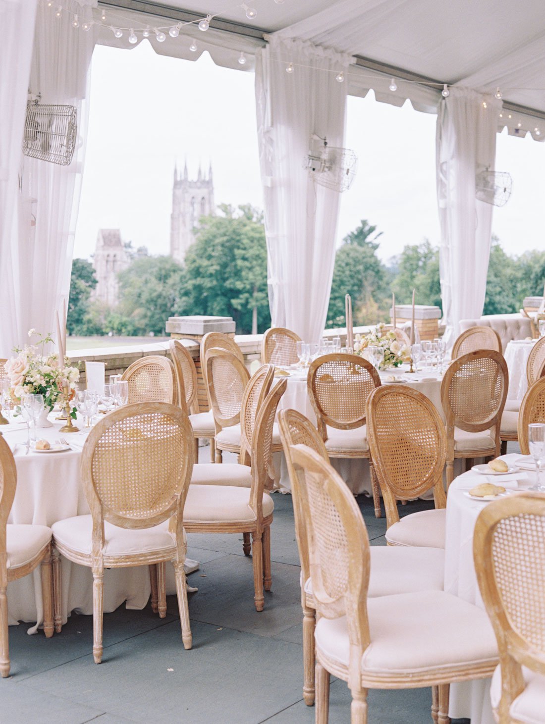 Neutral Wedding Reception Under Open-Air Tent