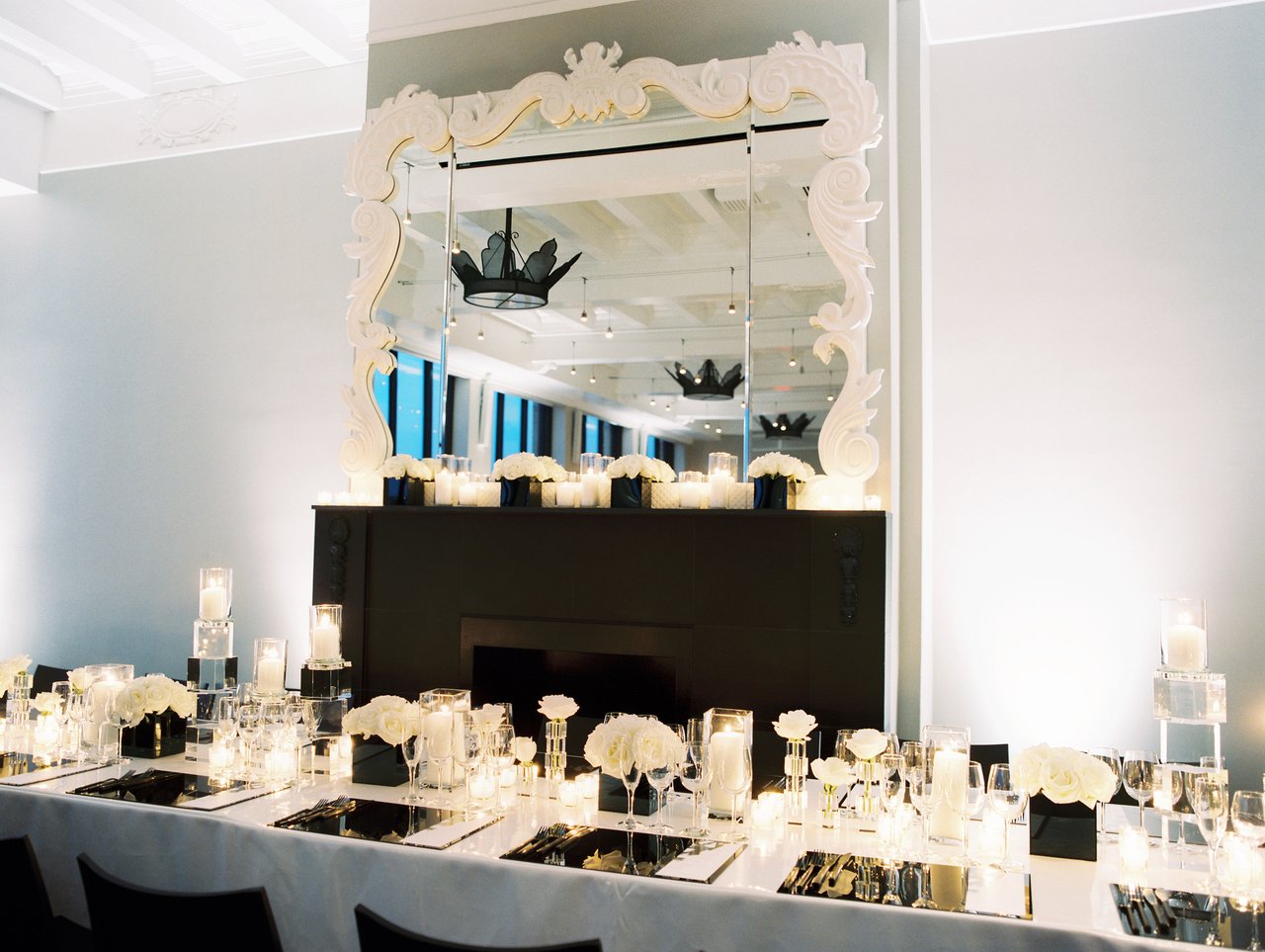 Framed Mirror by Reception Tables