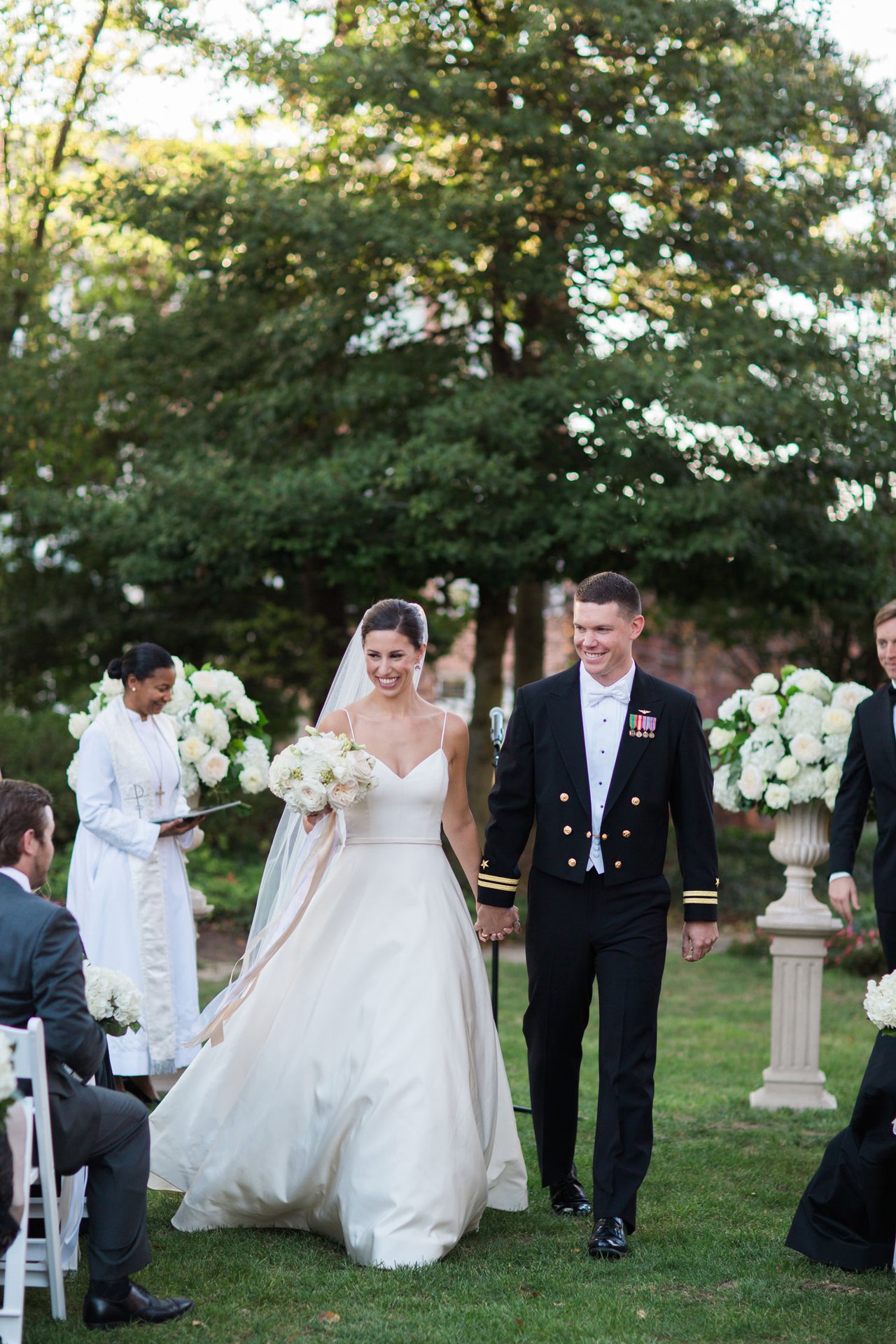 Bride & Military Groom Hand in Hand