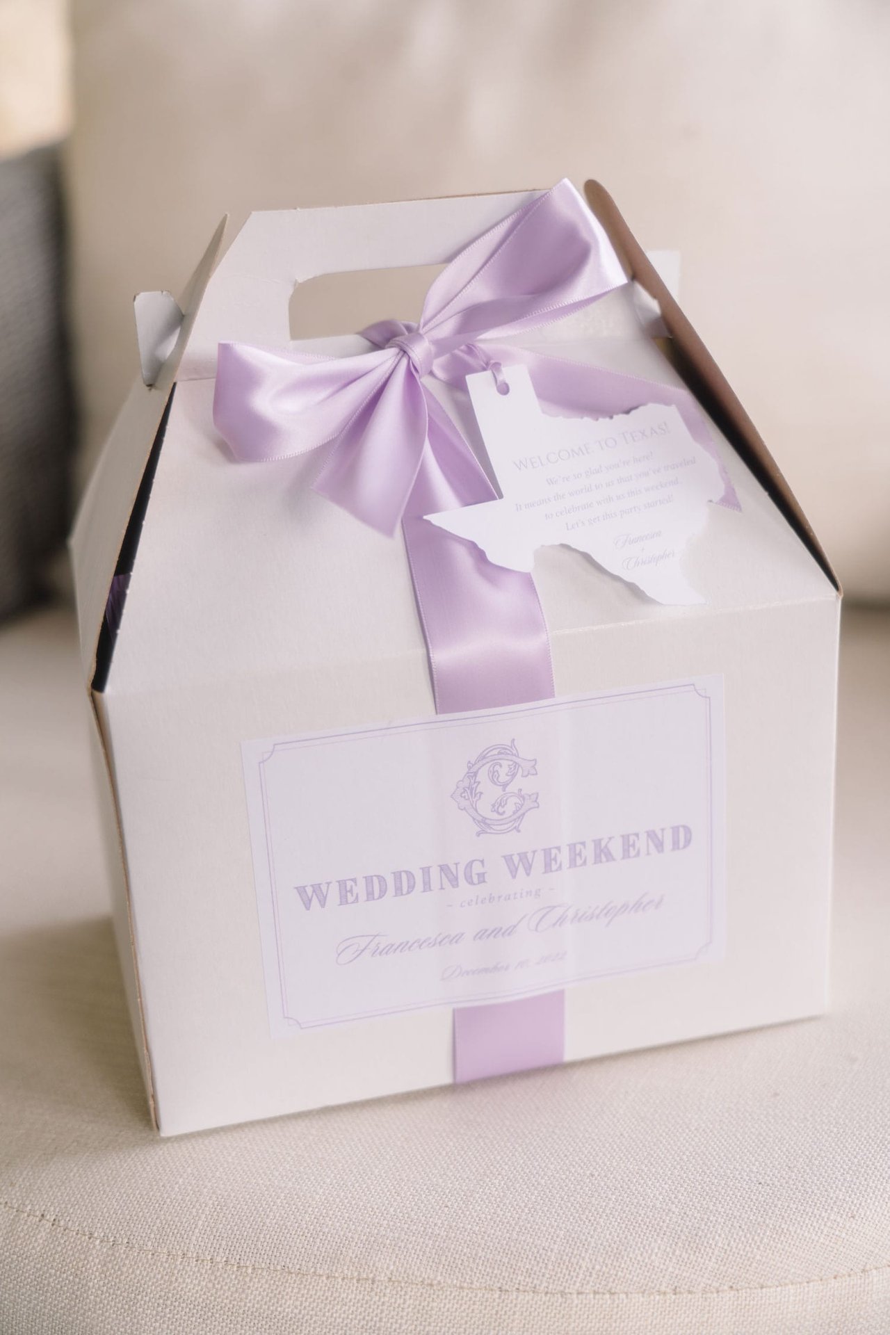 Purple & White Wedding Welcome Box