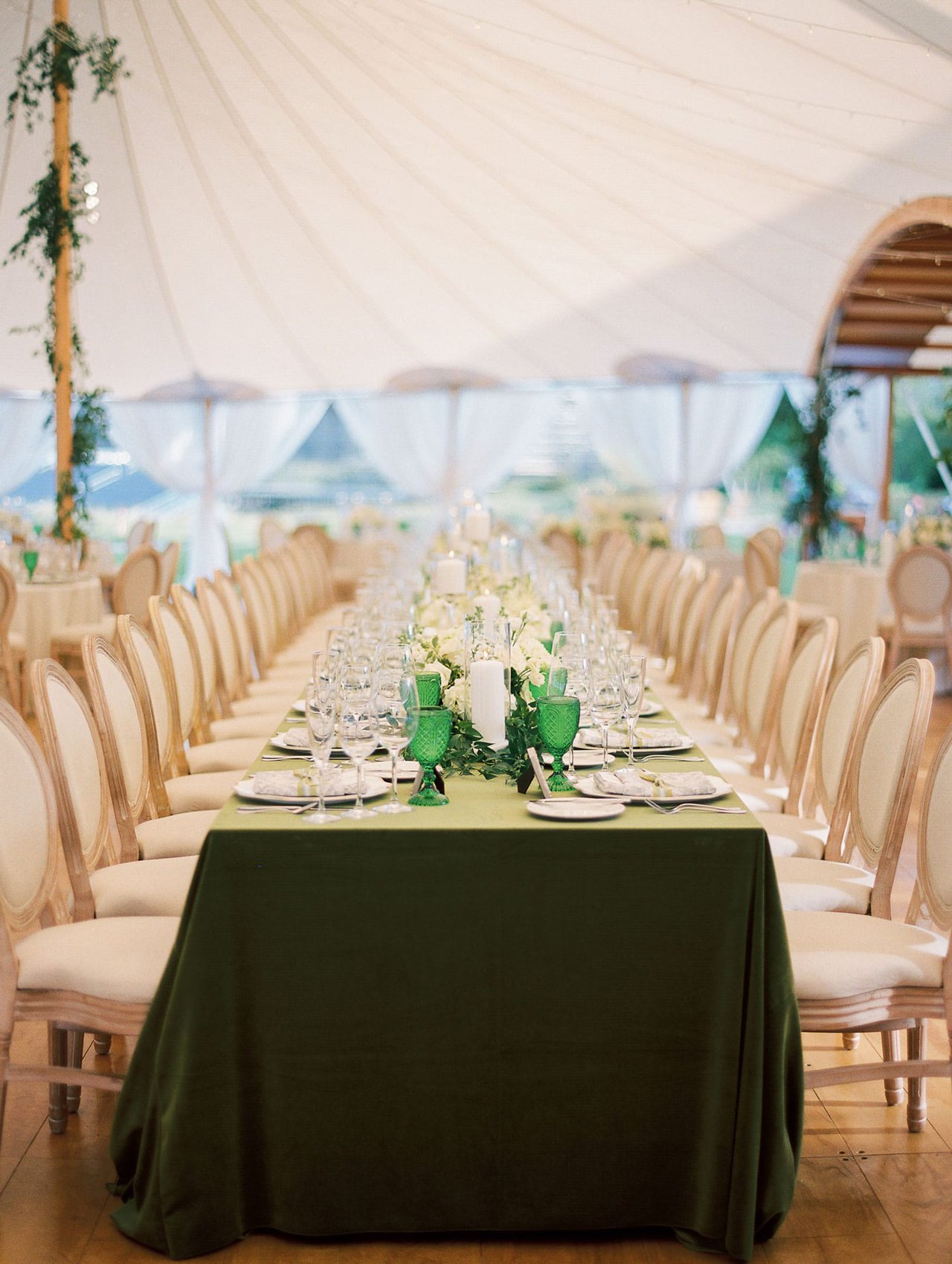 Long Head Table at Tent Wedding Reception