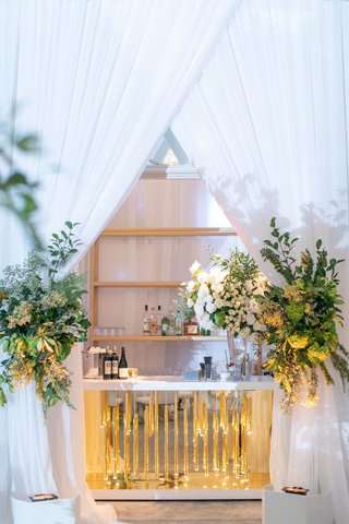 Gold & White Bar Behind Drapery