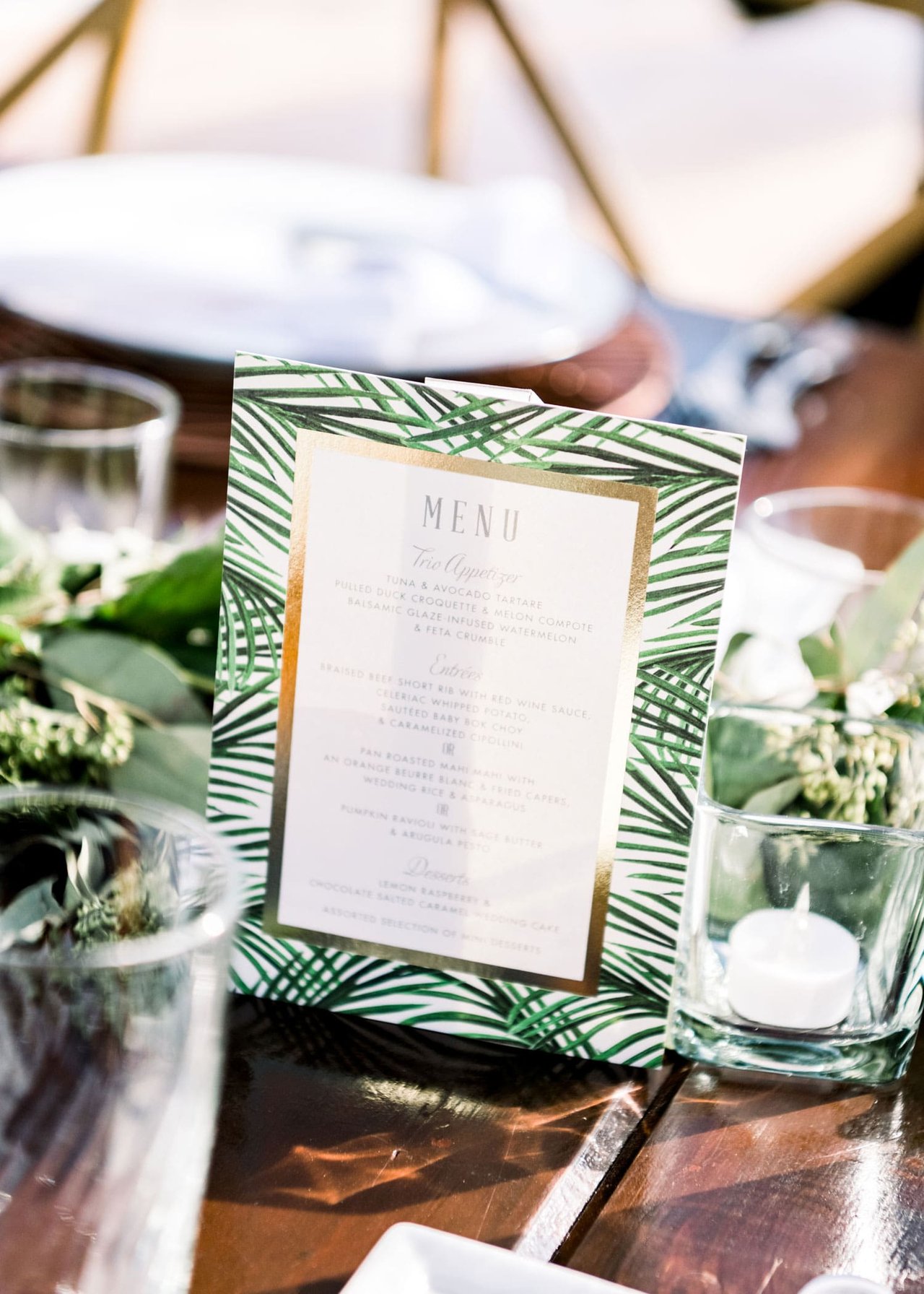 Tropical Palm Print Menu Design