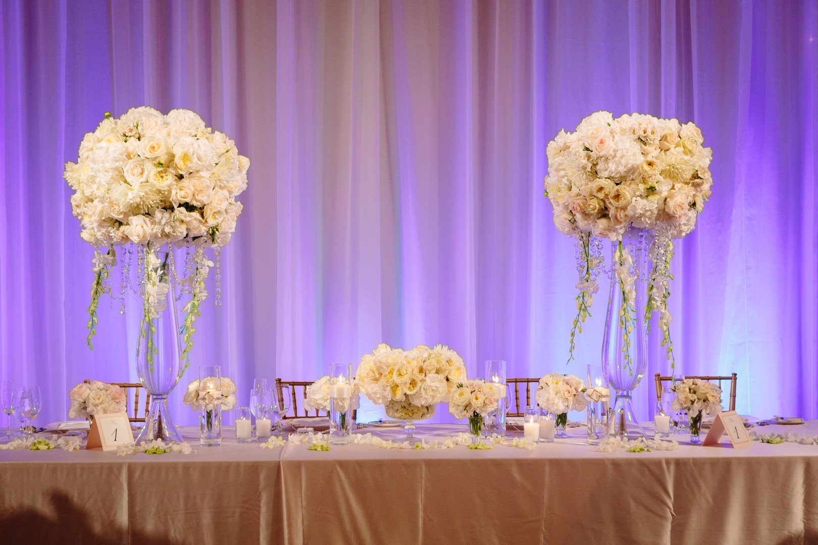 Head Table with High and Low Centerpieces
