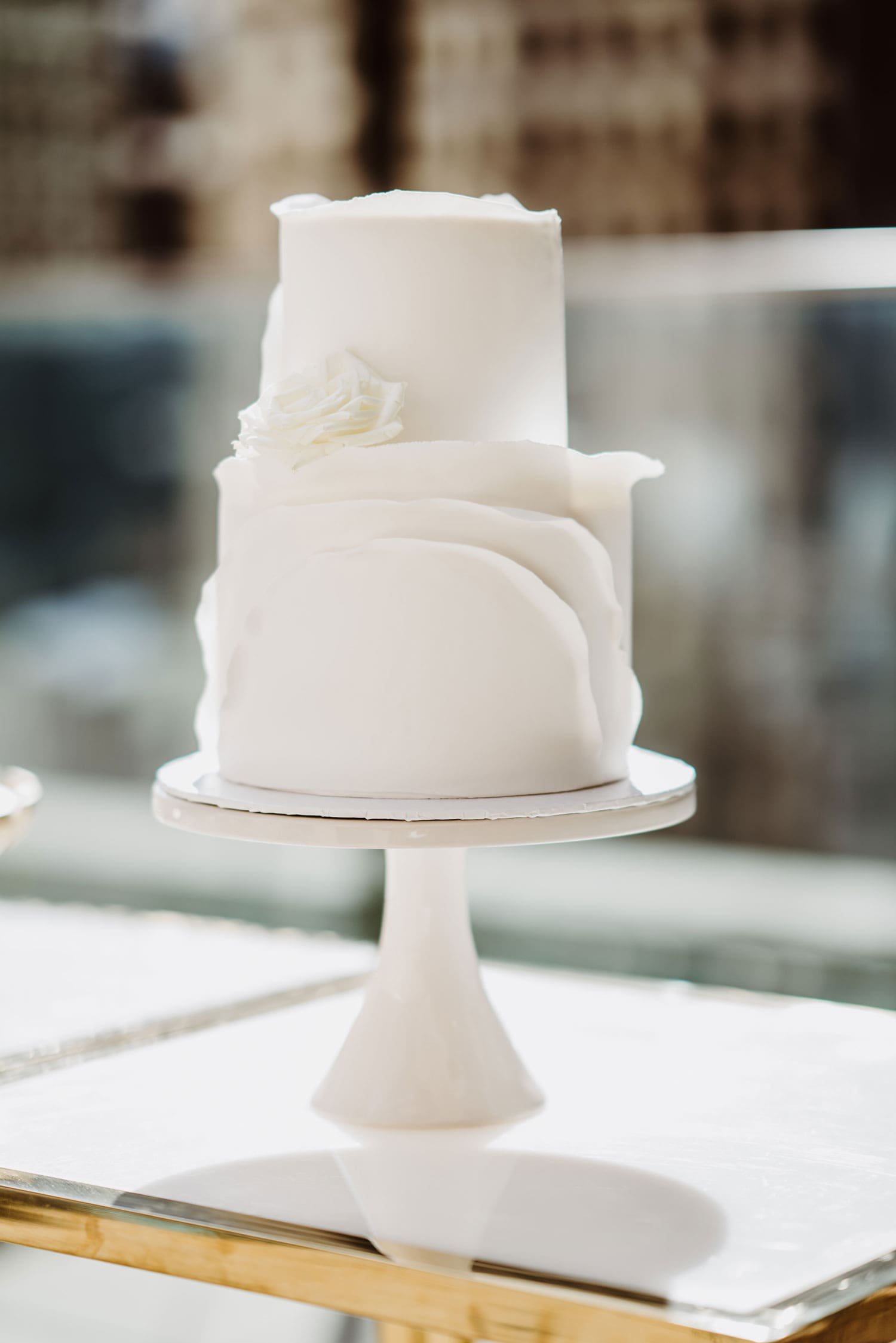 Modern White Ruffle Wedding Cake