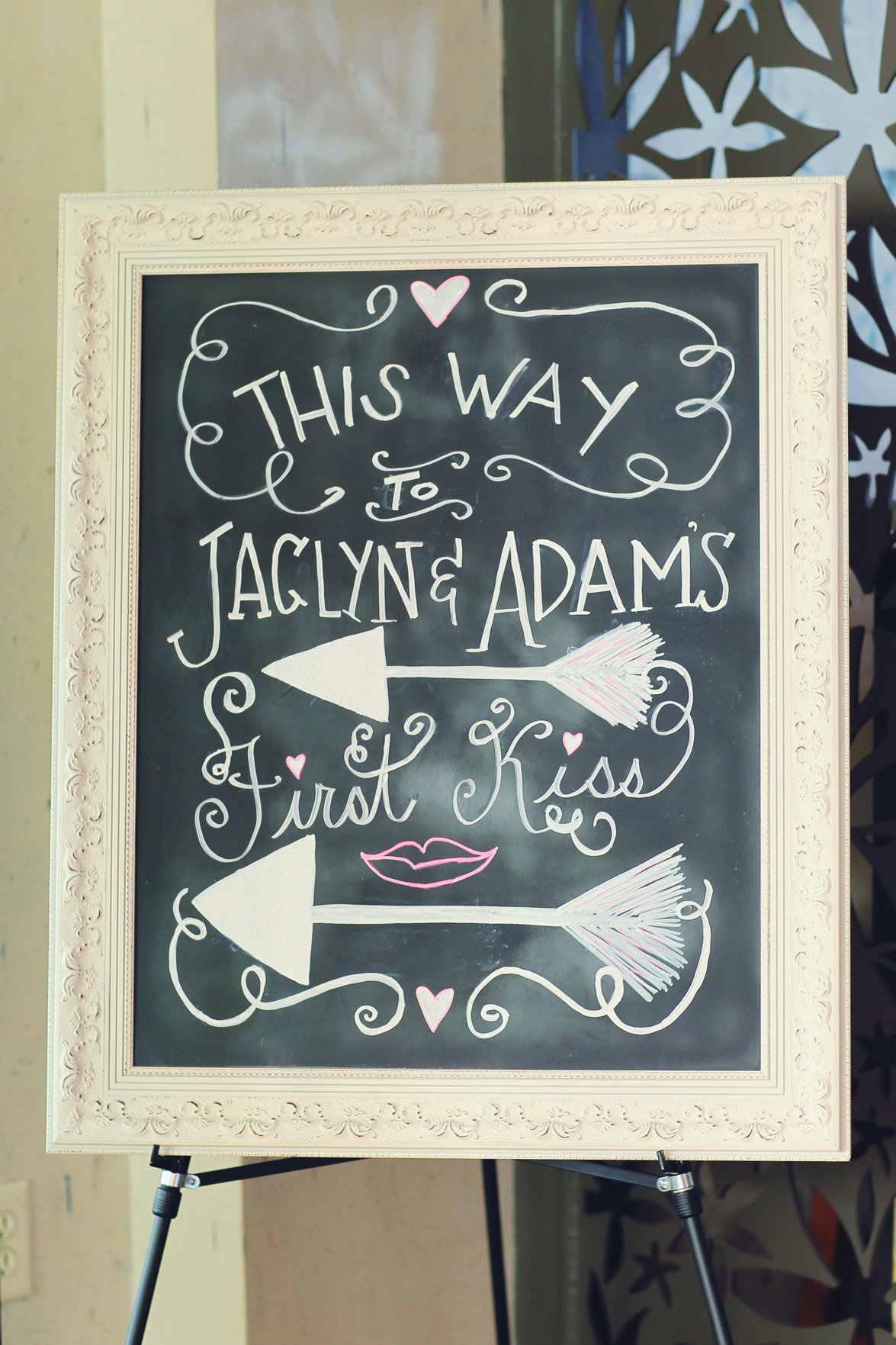Handwritten First Kiss Sign