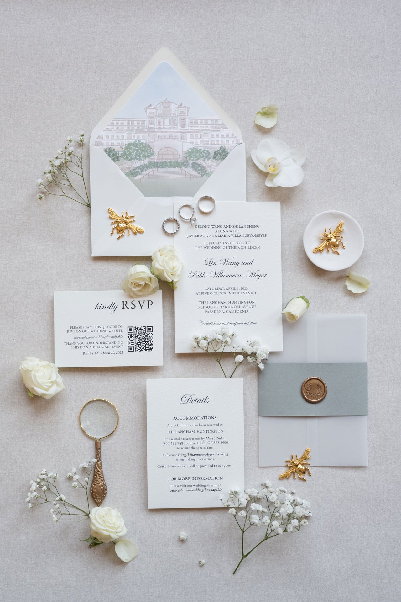 Classic Wedding Invitation with QR Code RSVP