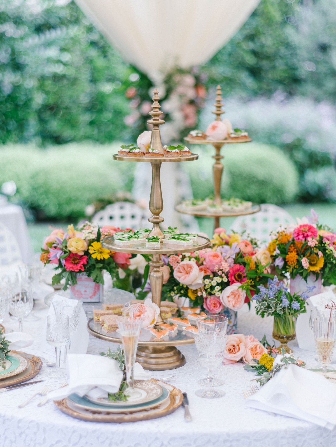 Tea Sandwich Stands at Bridal Shower