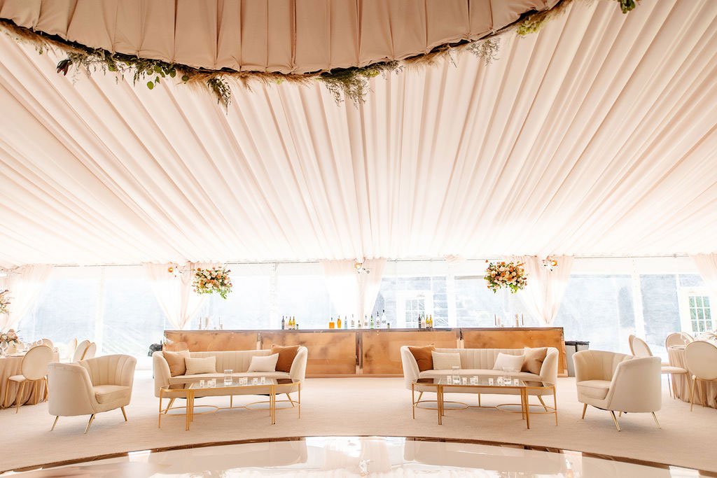 Wedding Bar in Draped Reception Space