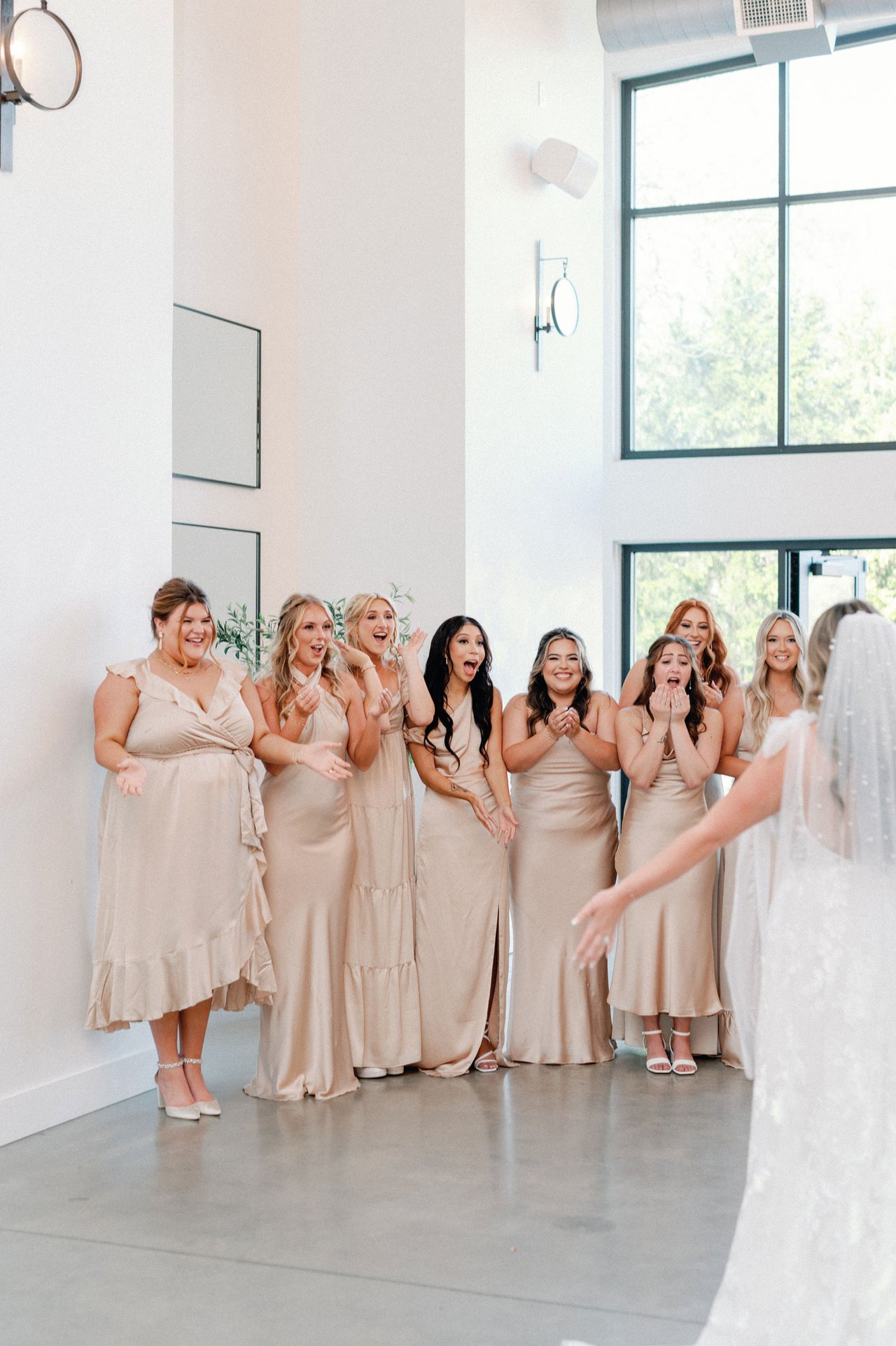 Bride's First Look with Bridesmaids