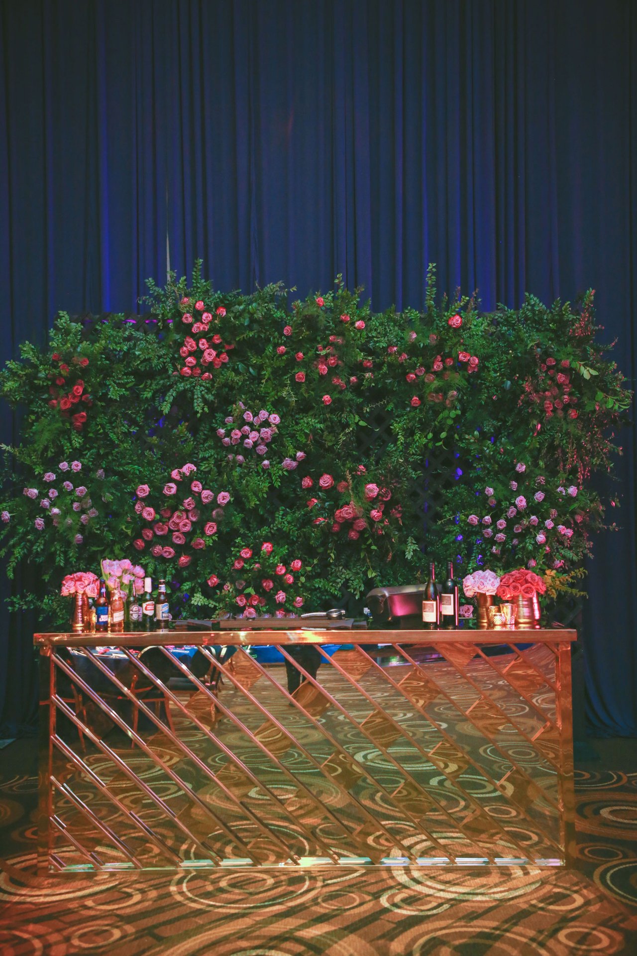 Metallic Bar with Flower Backdrop