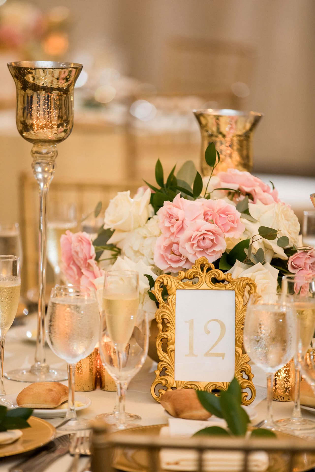 Ornate Gold Frame Wedding Table Number