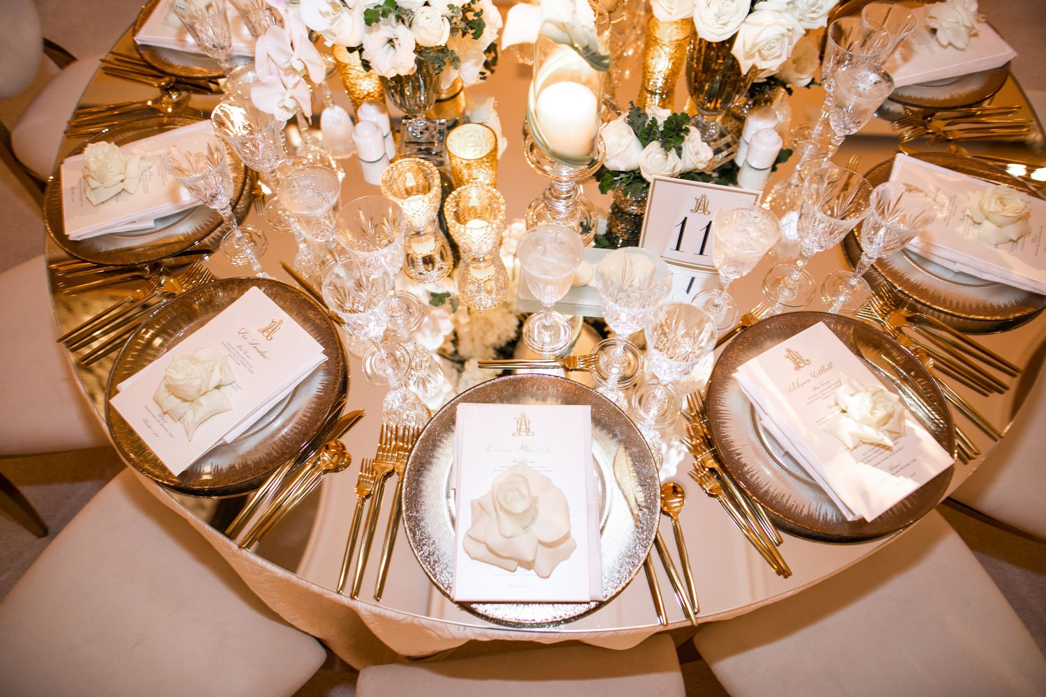 Metallic Tablescape at Round Table