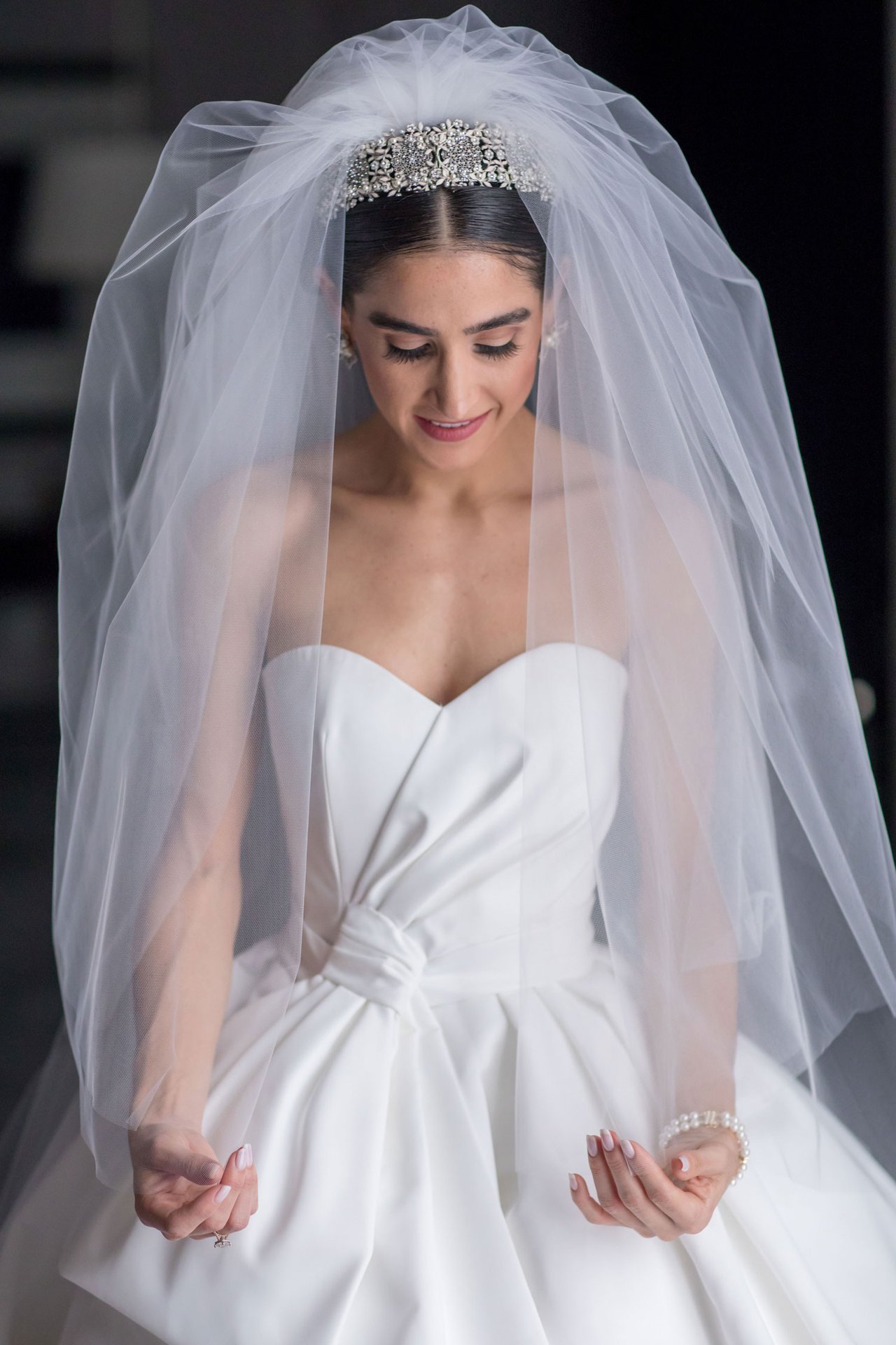 Bride in Sparkling Headpiece & Veil