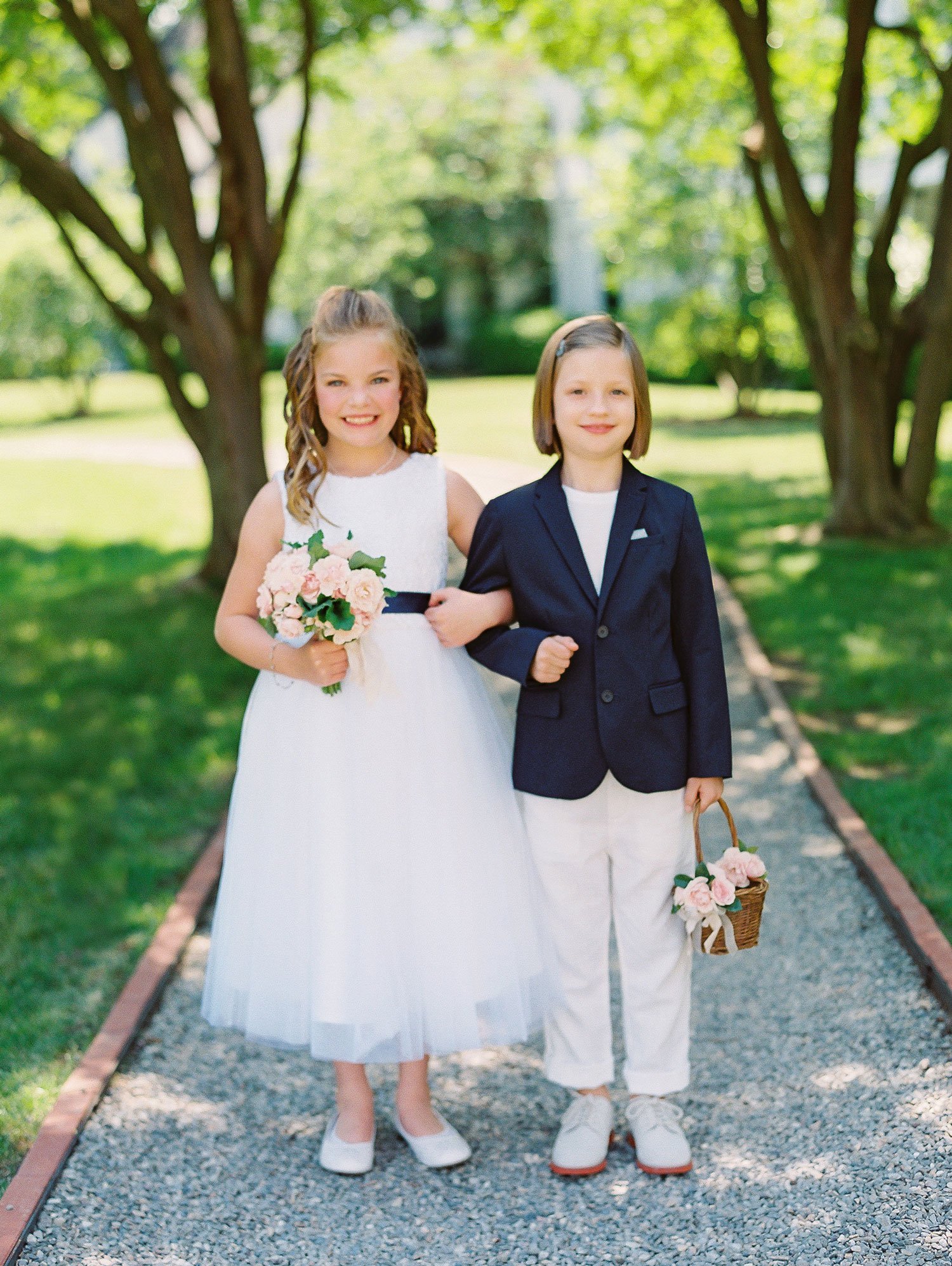 Chic Flower Girls at Outdoor Wedding