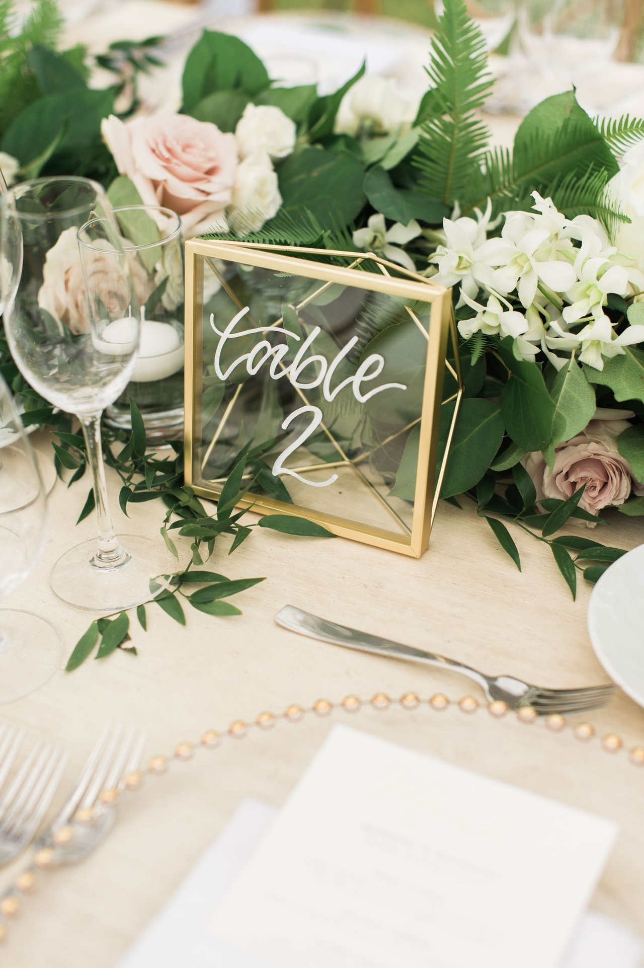Gold Geometric Table Number