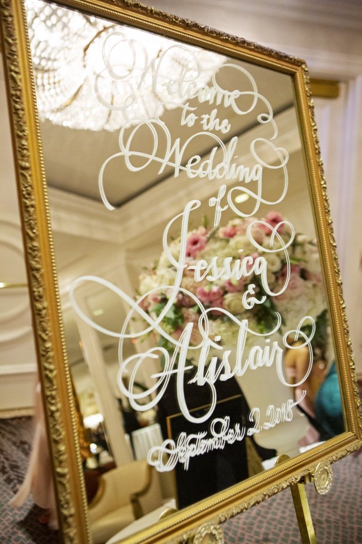 Gold Framed Mirror Welcome Sign
