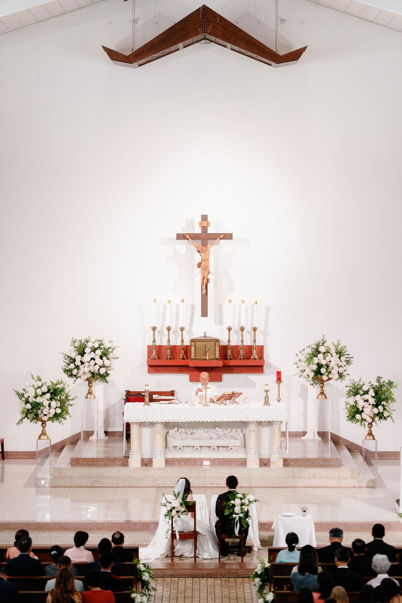 Bride & Groom Seats at Catholic Wedding Ceremony