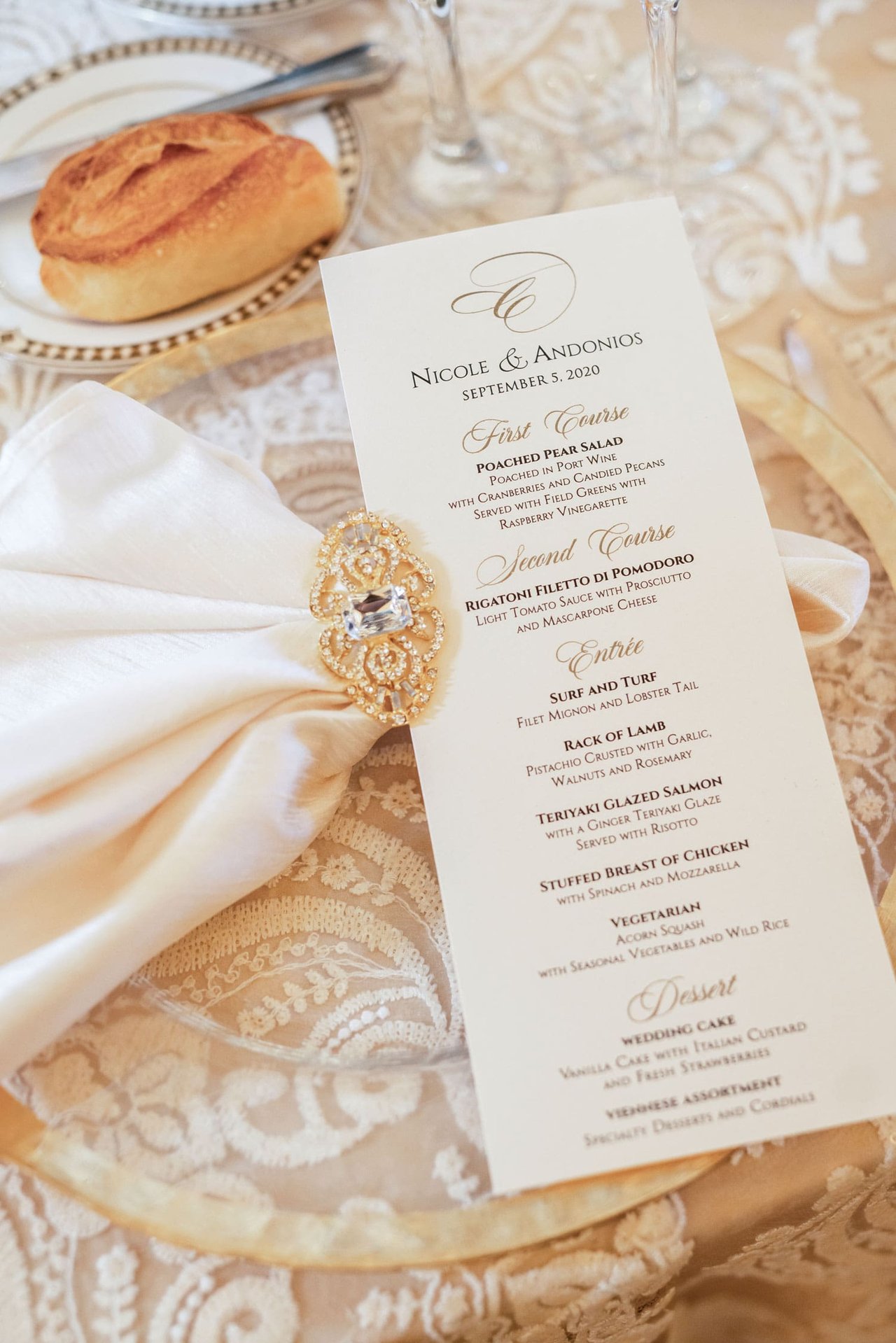 Classic Wedding Menu with Four Courses