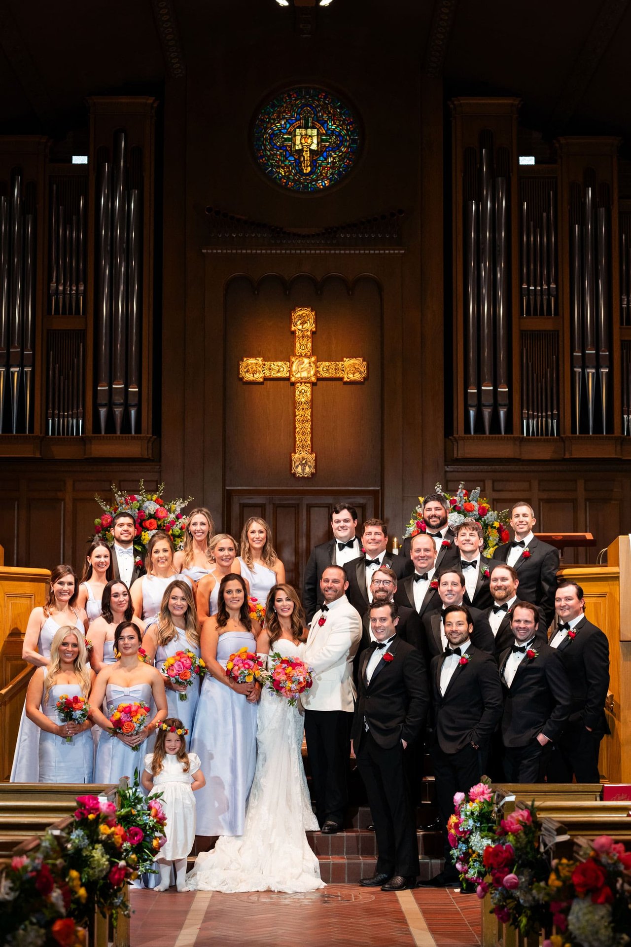 Large Wedding Party Portrait at Church